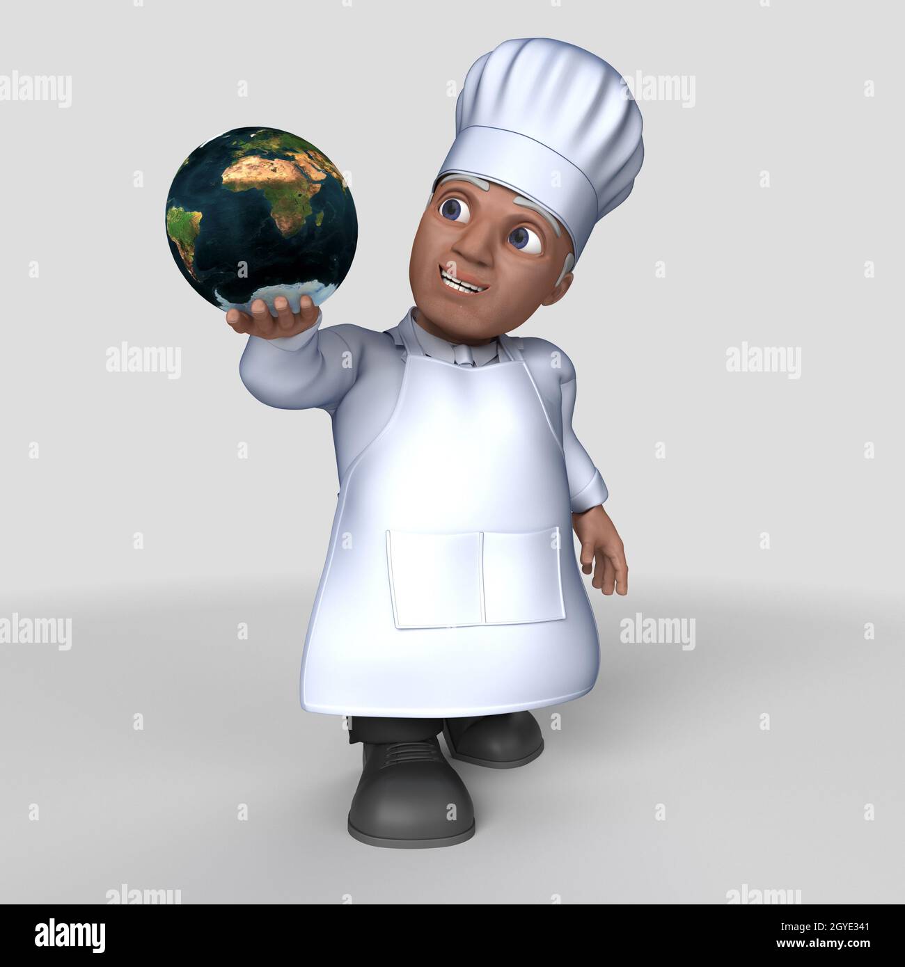 3D Render of Cartoon Baker Character Map Source https://visibleearth.nasa.gov/collection/1484 ...