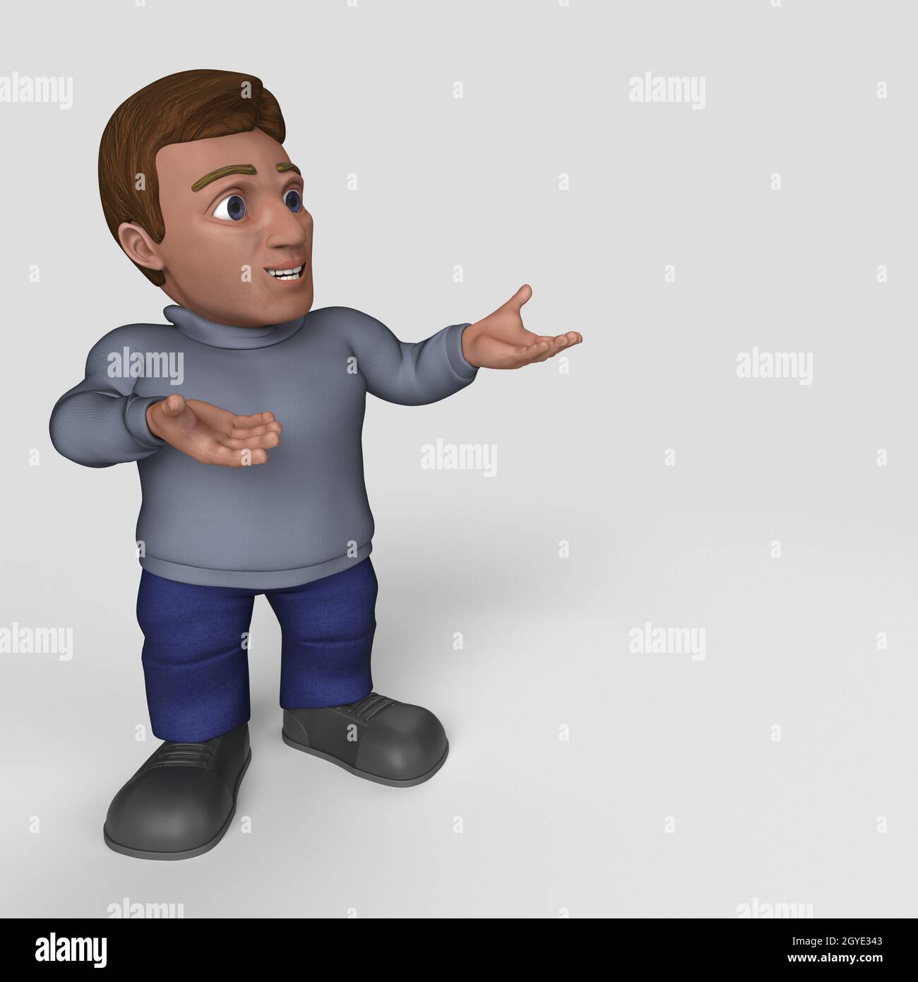 3D Render of Cartoon Casual Character Stock Photo - Alamy