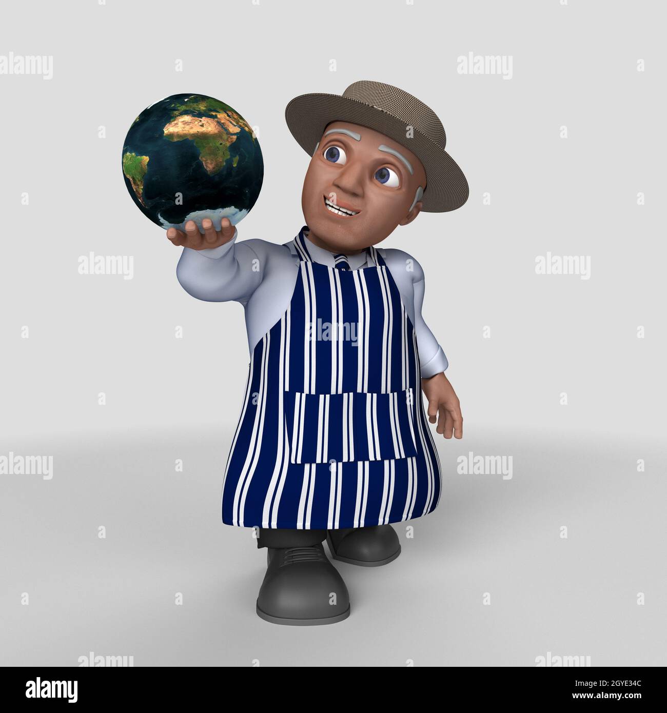 3D Render of Cartoon Butcher Character Map Source https://visibleearth ...