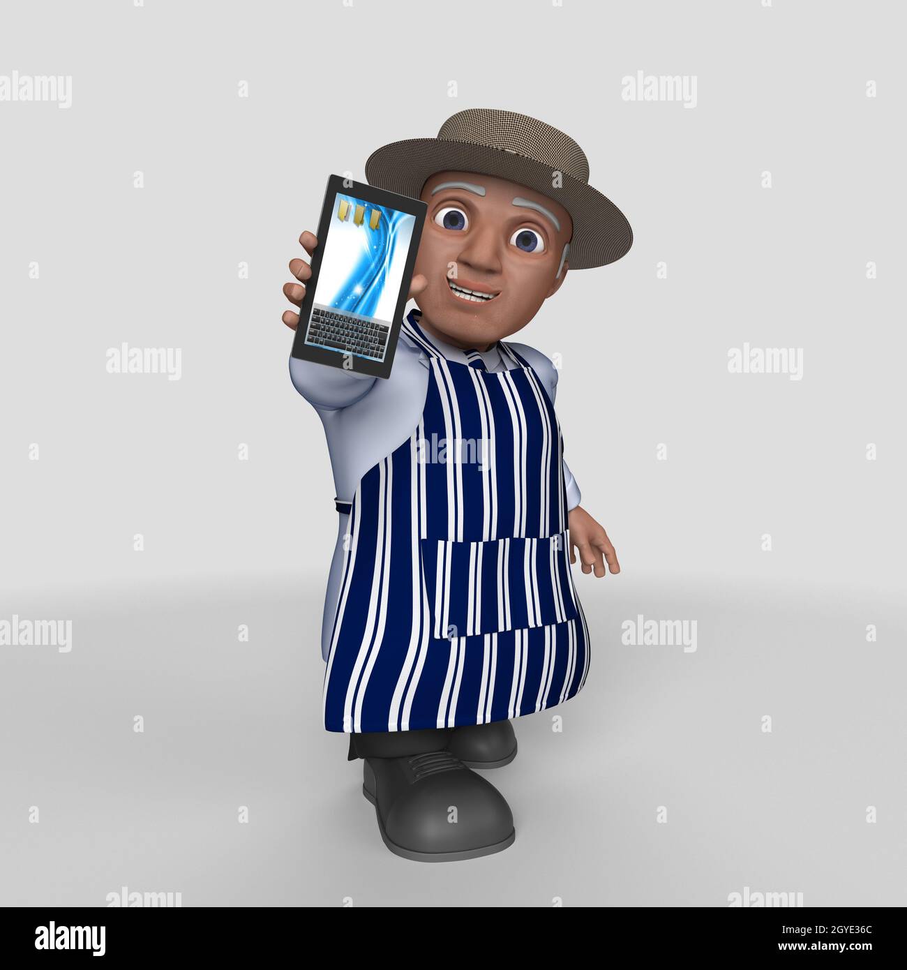 3D Render of Cartoon Butcher Character Stock Photo - Alamy
