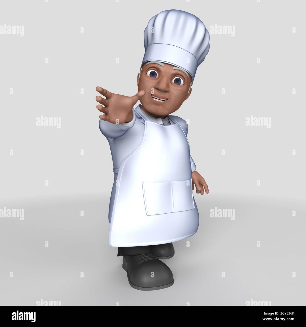 3D Render of Cartoon Baker Character Stock Photo - Alamy