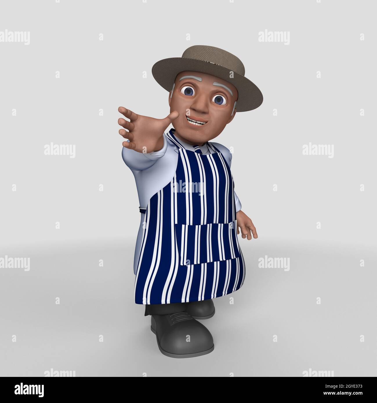 3D Render of Cartoon Butcher Character Stock Photo - Alamy