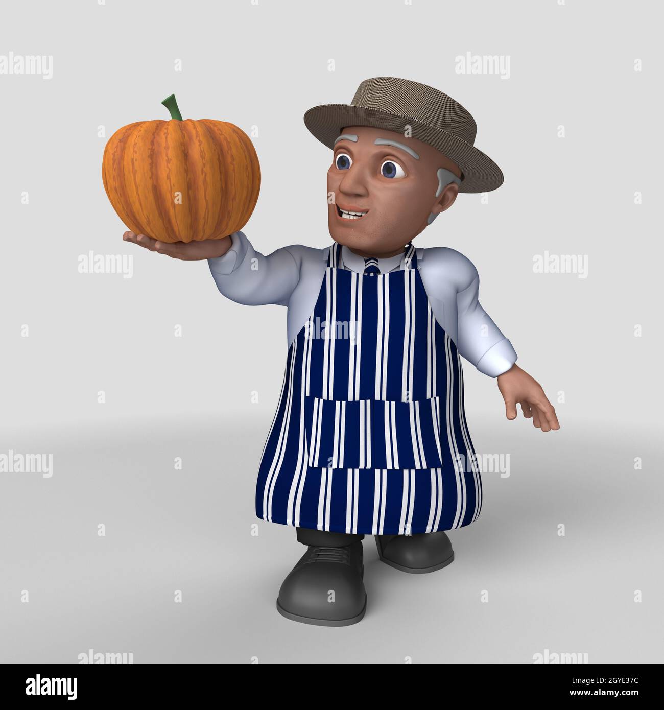 3D Render of Cartoon Butcher Character Stock Photo - Alamy