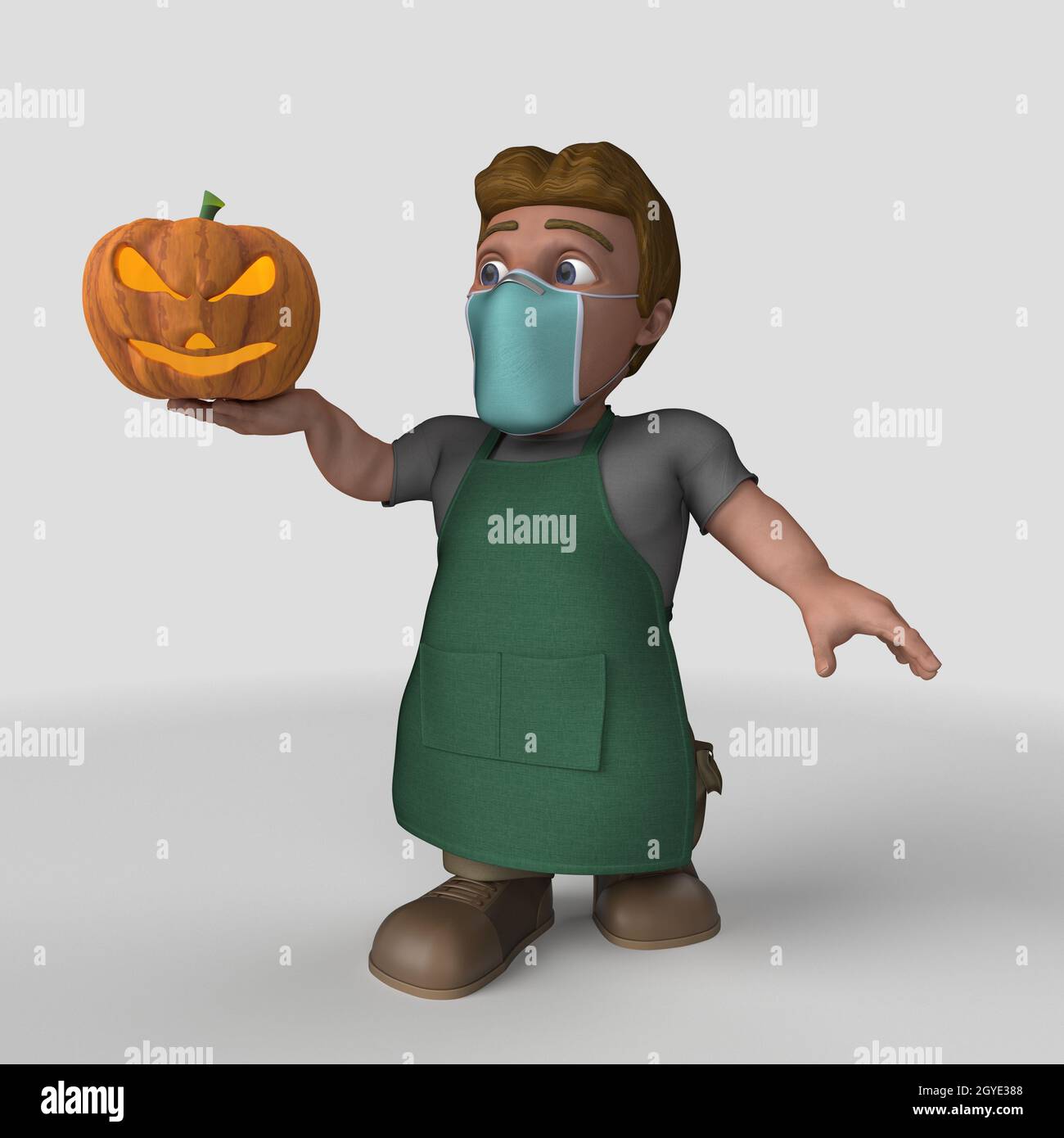 3D Render of Cartoon Shop Keeper Character Stock Photo - Alamy
