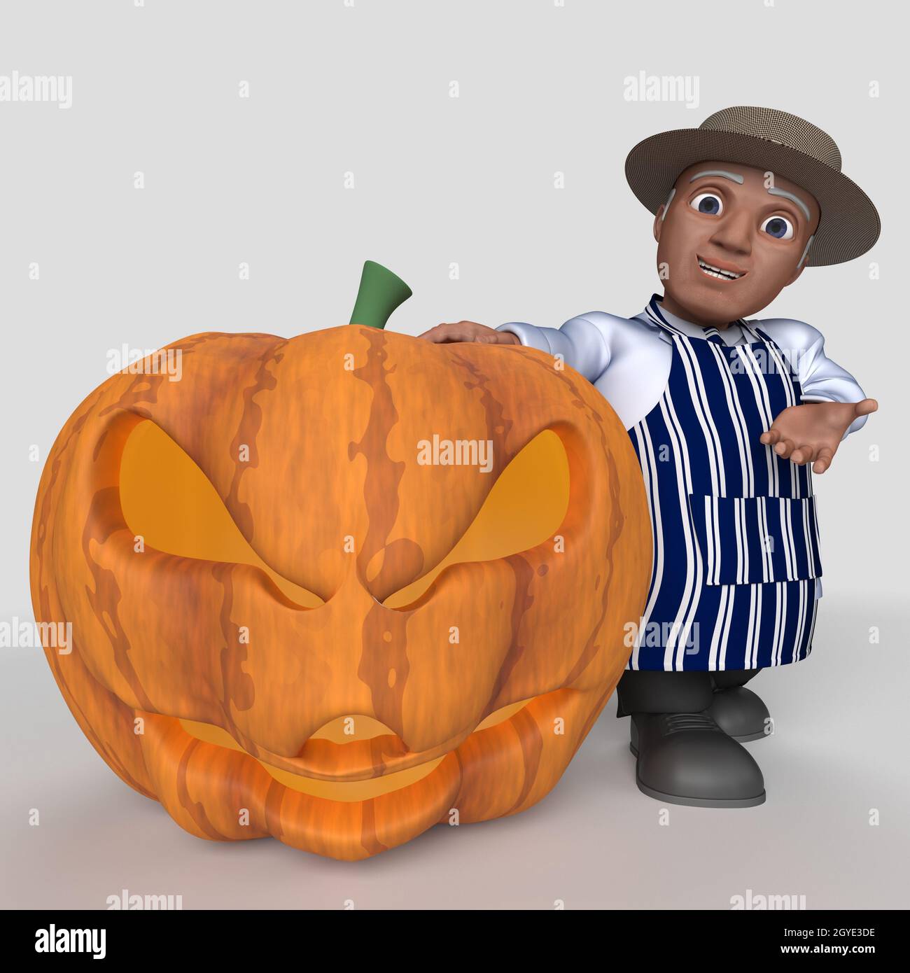 3D Render of Cartoon Butcher Character Stock Photo - Alamy