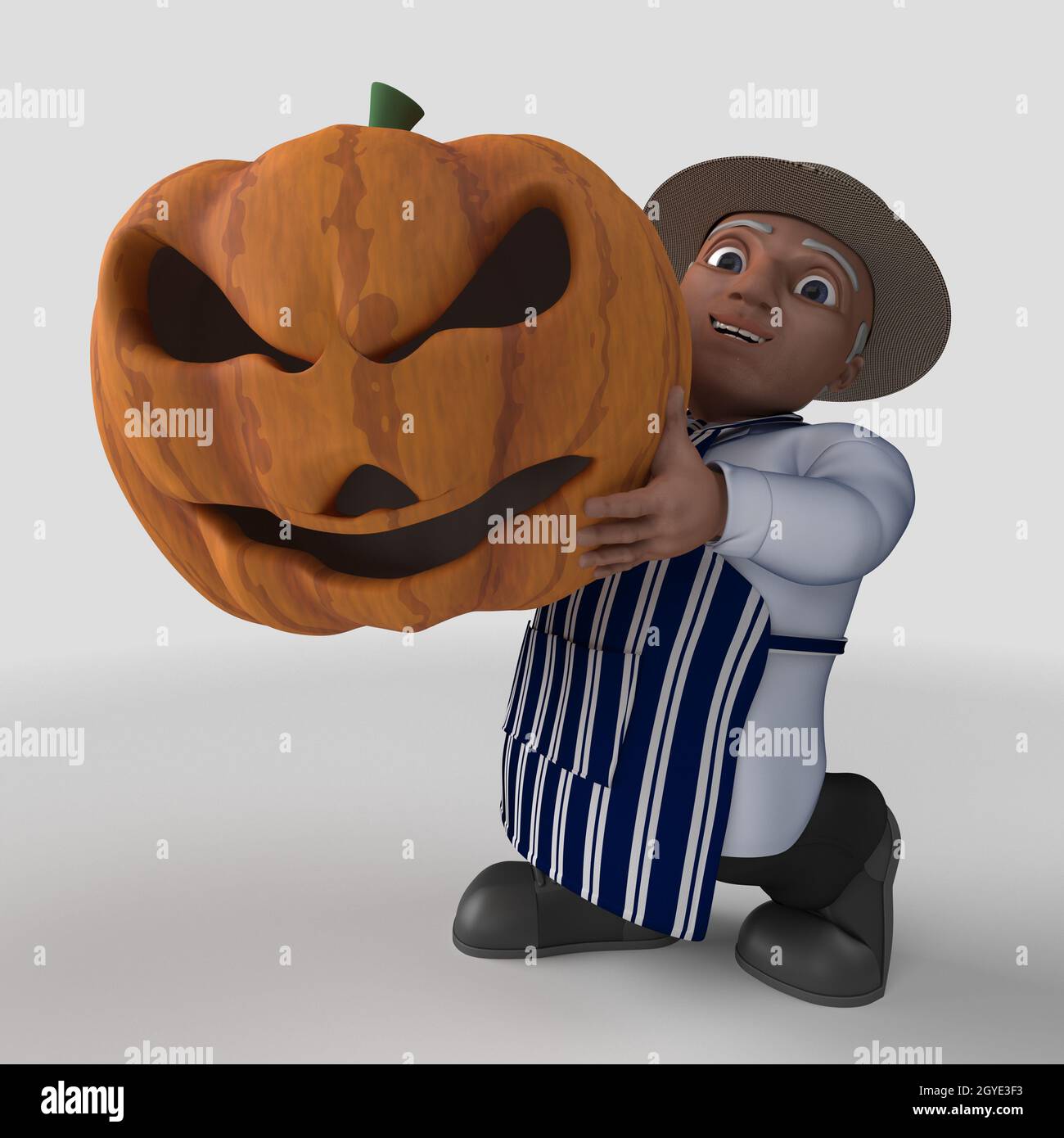 3D Render of Cartoon Butcher Character Stock Photo - Alamy