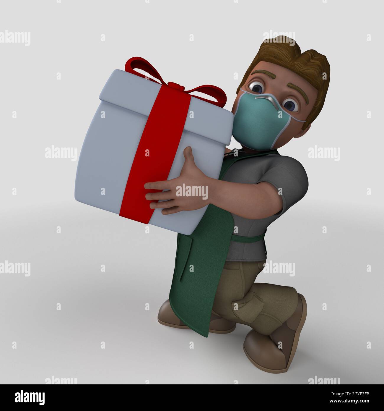 3D Render of Cartoon Shop Keeper Character Stock Photo - Alamy