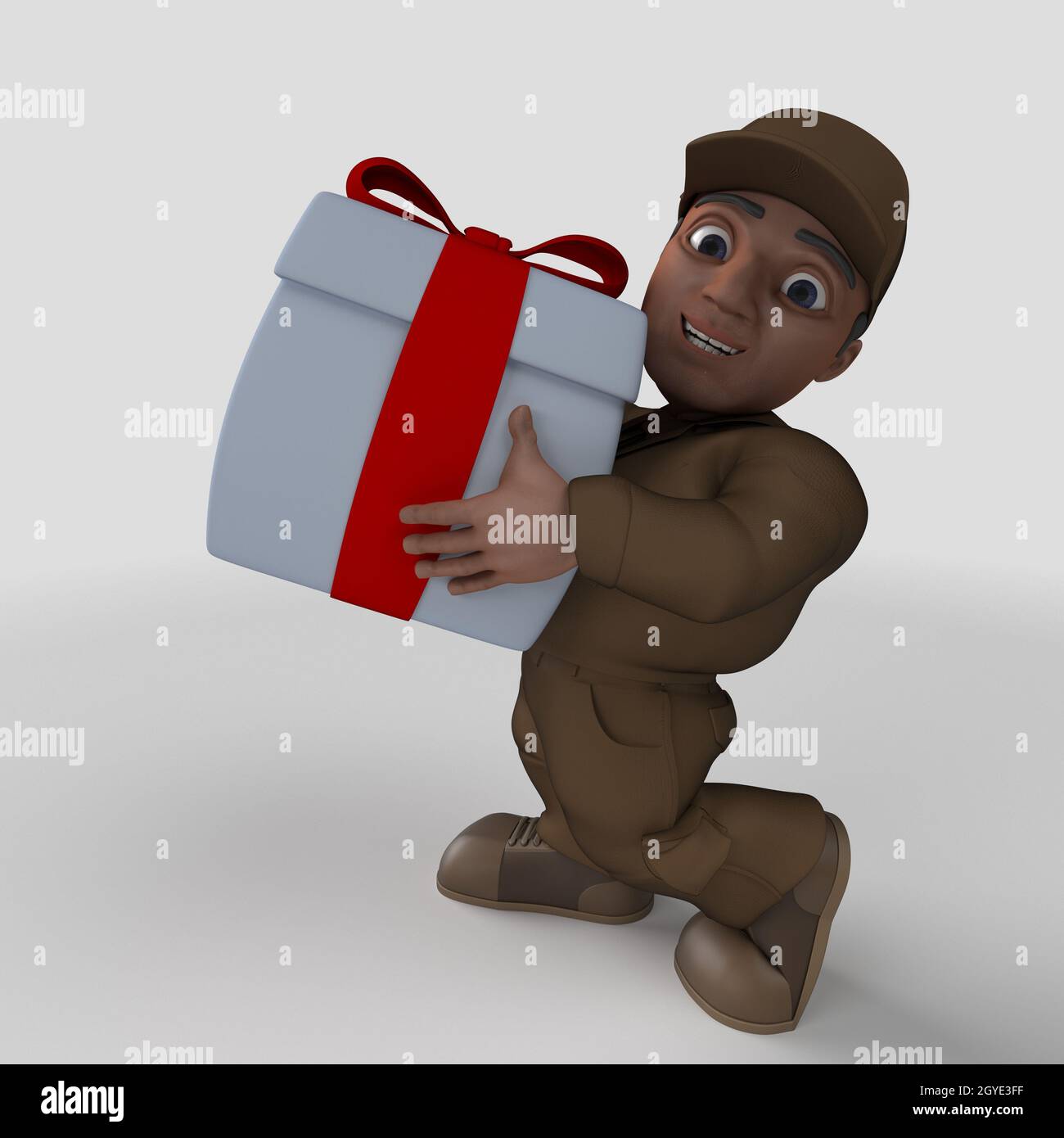 3D Render of Cartoon Delivery Driver Stock Photo - Alamy