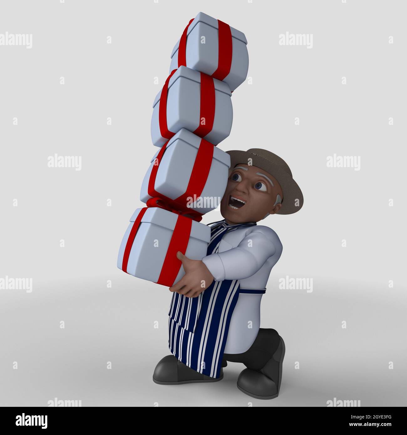 3D Render of Cartoon Butcher Character Stock Photo - Alamy