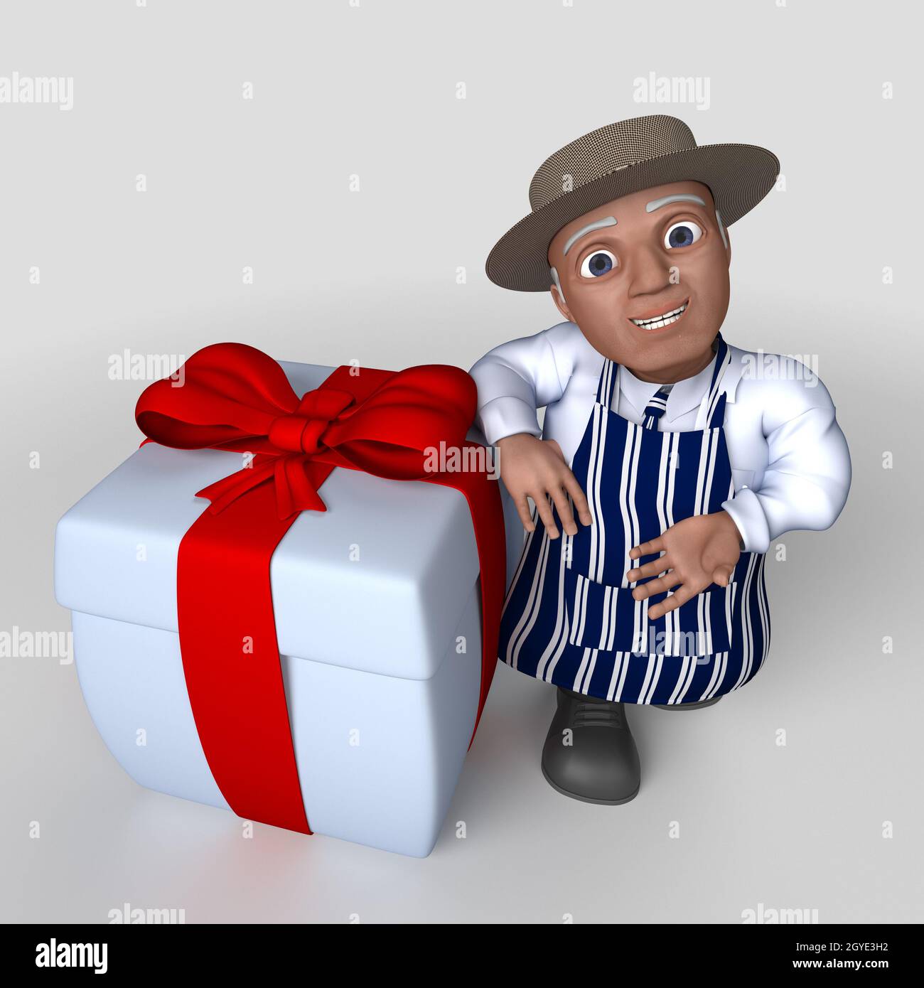 3D Render of Cartoon Butcher Character Stock Photo - Alamy