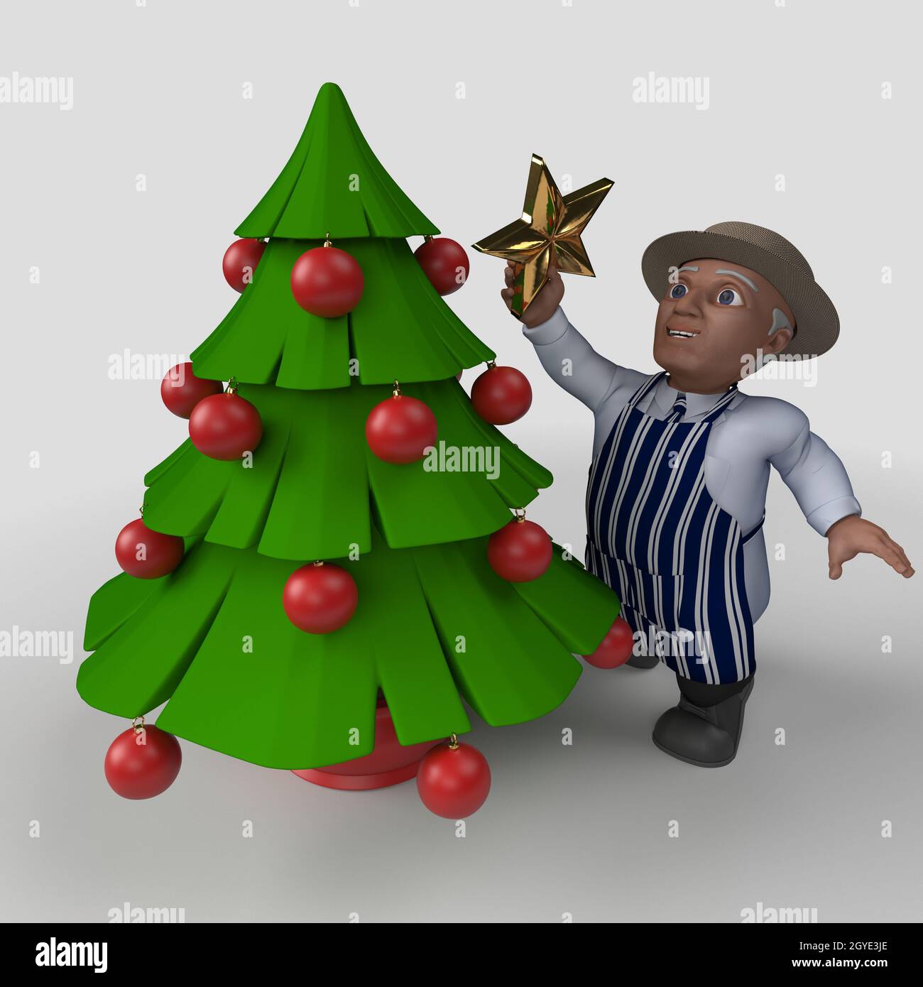 3D Render of Cartoon Butcher Character Stock Photo - Alamy