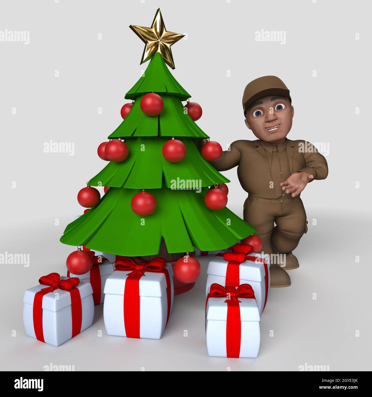 3D Render of Cartoon Delivery Driver Stock Photo - Alamy