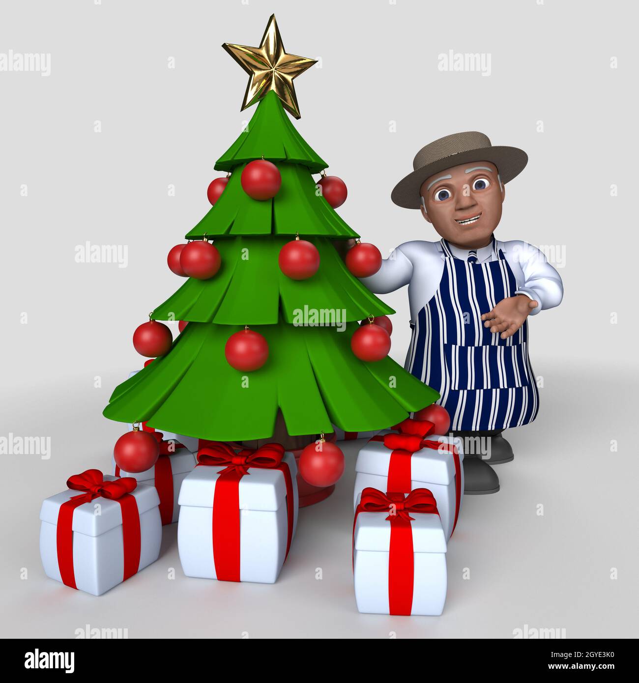 3D Render of Cartoon Butcher Character Stock Photo - Alamy