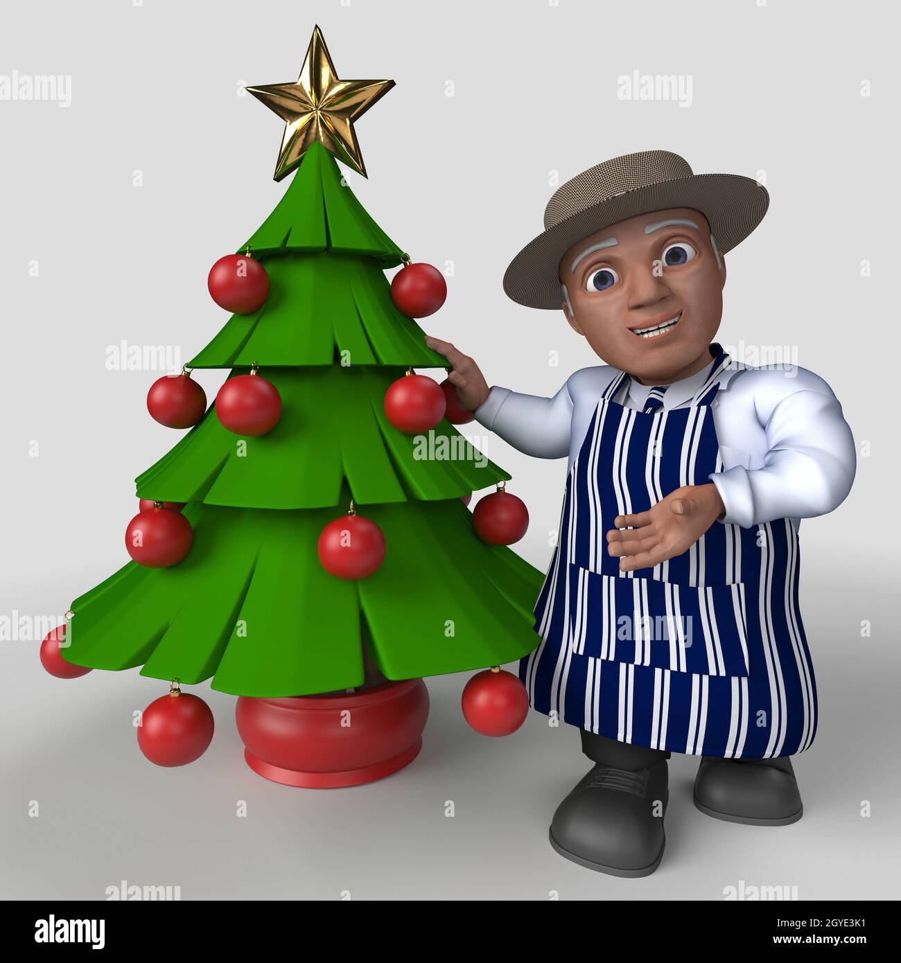 3D Render of Cartoon Butcher Character Stock Photo - Alamy