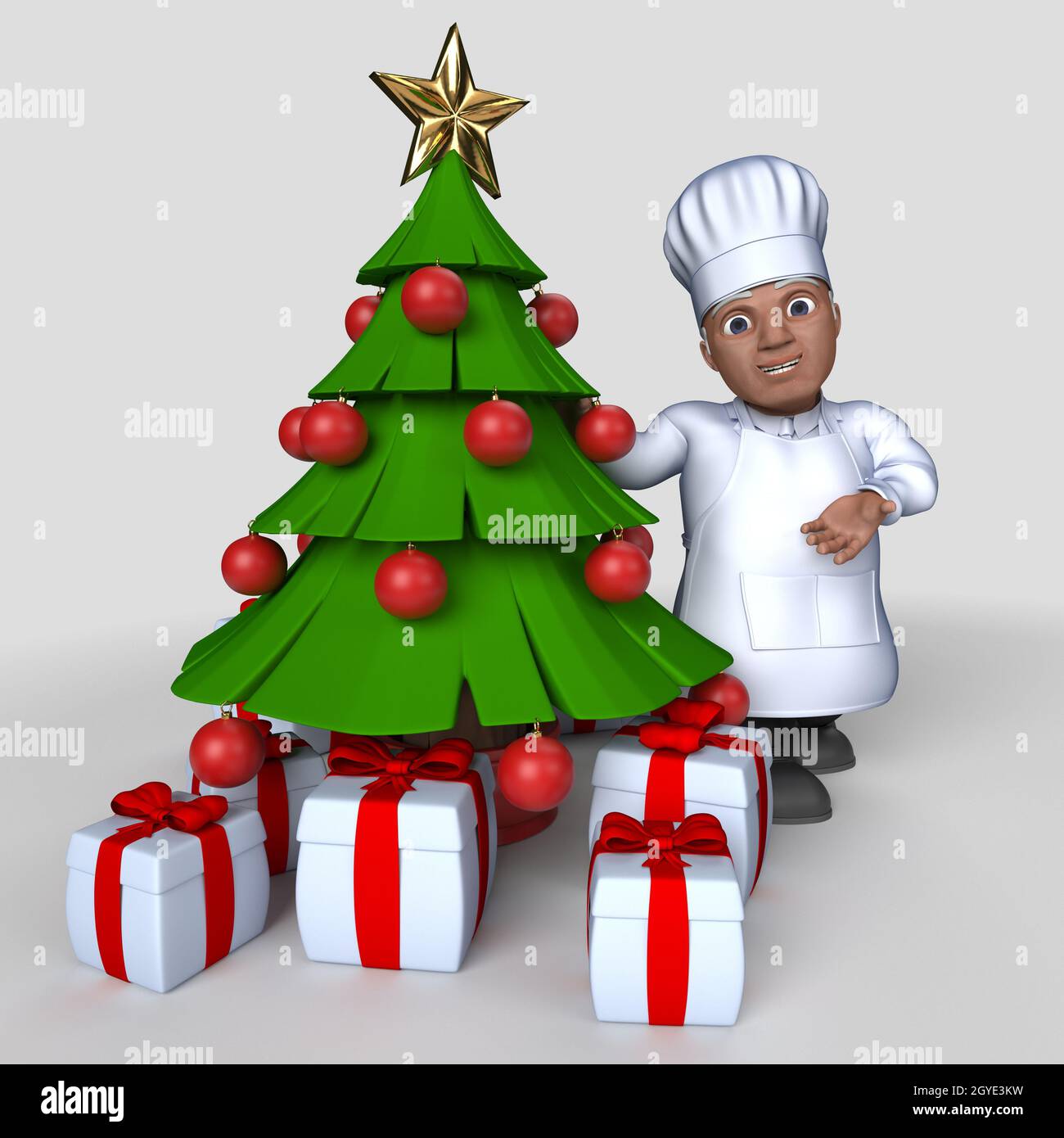 3D Render of Cartoon Baker Character Stock Photo - Alamy