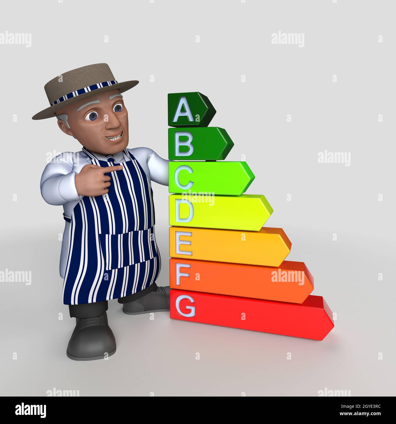3D Render of Cartoon Butcher Character Stock Photo - Alamy