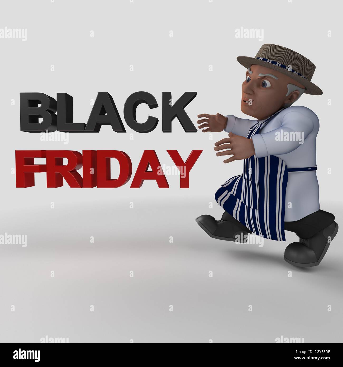 3D Render of Cartoon Butcher Character Stock Photo - Alamy