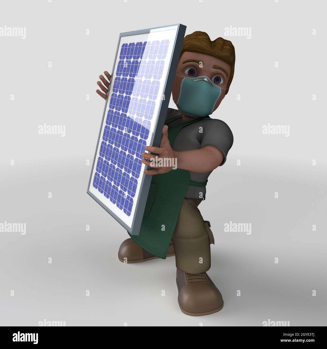 3D Render of Cartoon Shop Keeper Character Stock Photo - Alamy