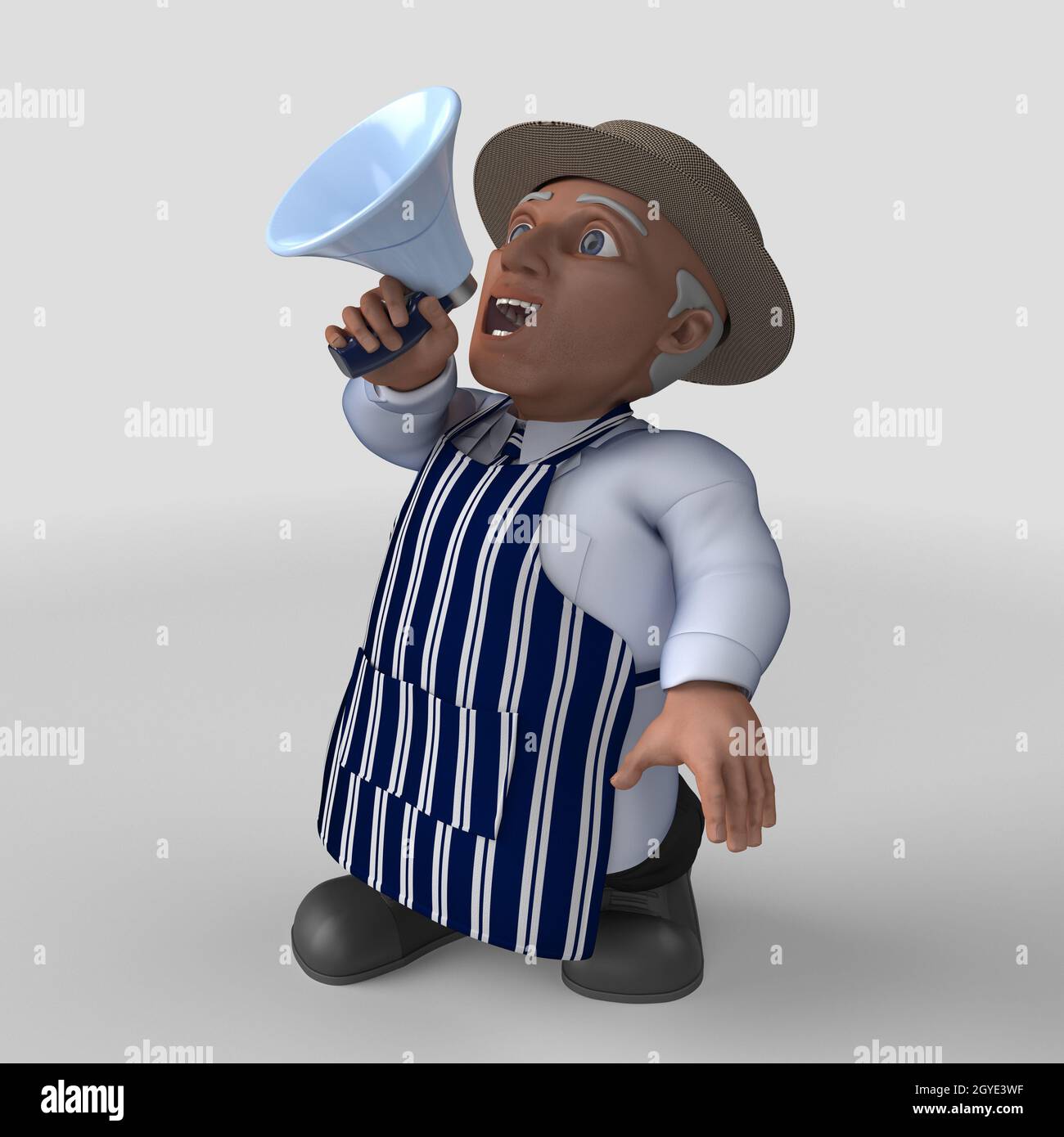 3D Render of Cartoon Butcher Character Stock Photo - Alamy