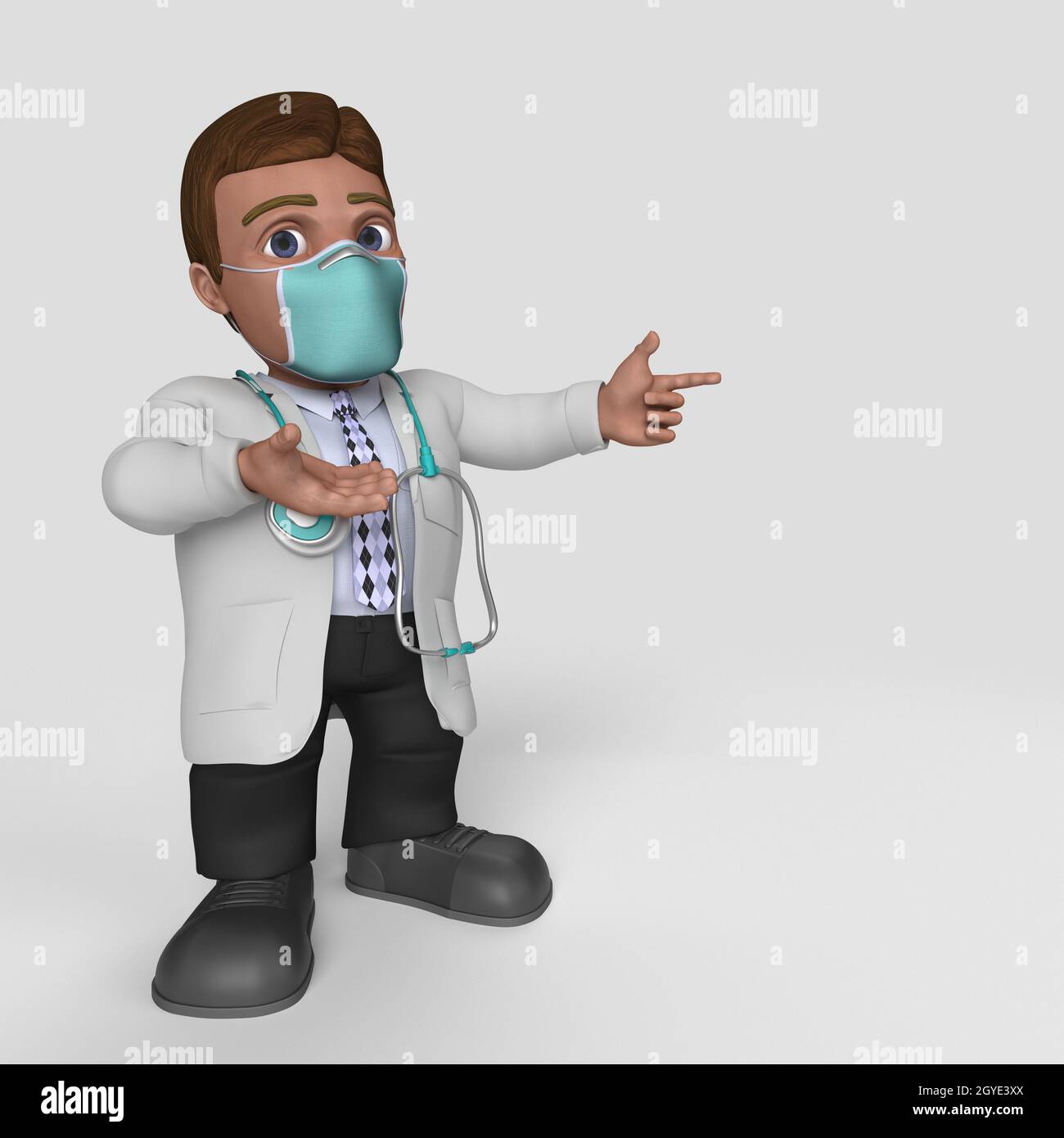 3D Render of Cartoon Doctor Character in face mask Stock Photo - Alamy