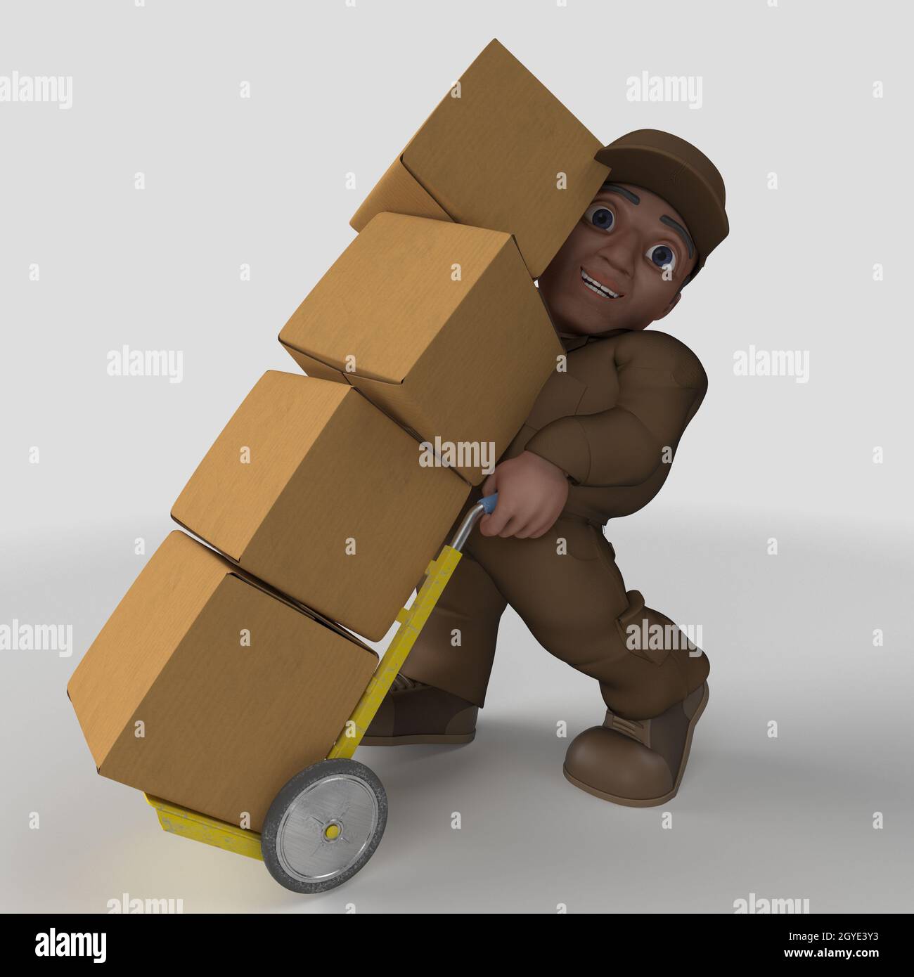 3D Render of Cartoon Delivery Driver Stock Photo - Alamy