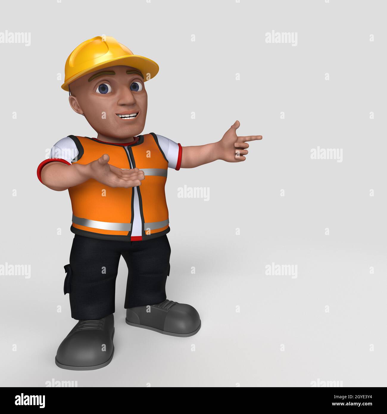 3D Render of Cartoon Builder Character Stock Photo - Alamy