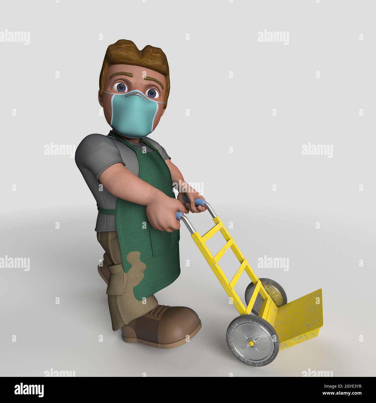 3D Render of Cartoon Shop Keeper Character Stock Photo - Alamy