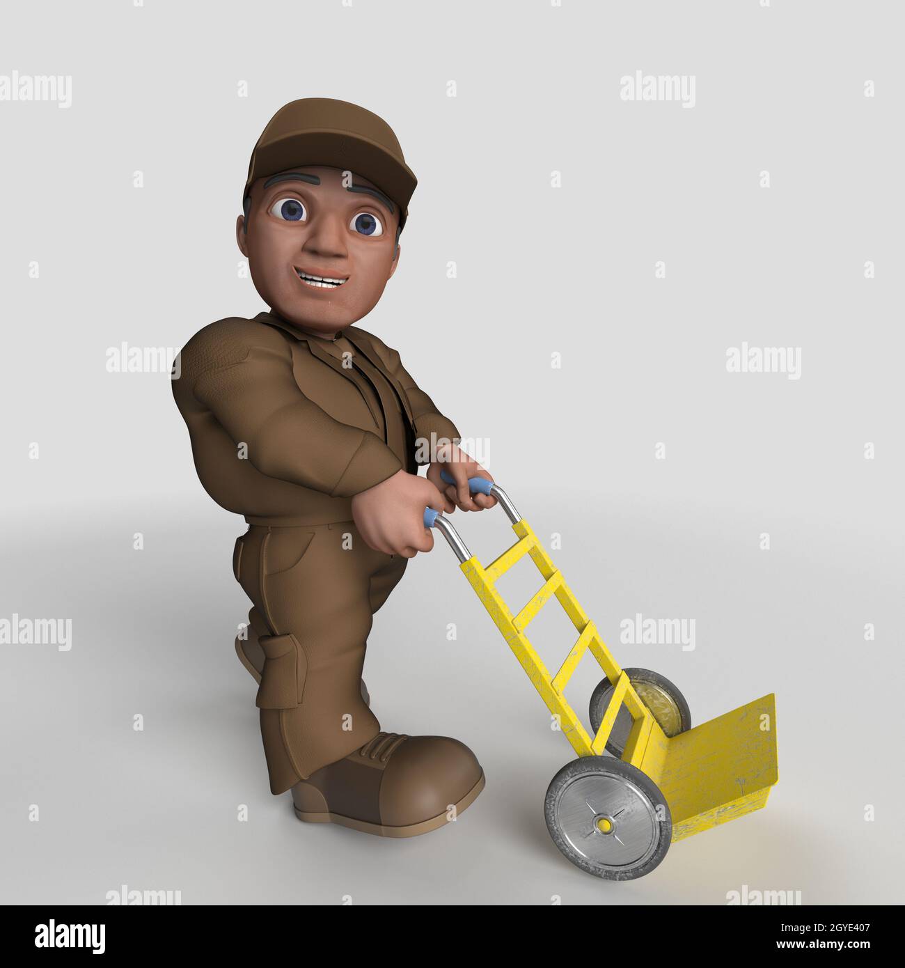 3D Render of Cartoon Delivery Driver Stock Photo - Alamy