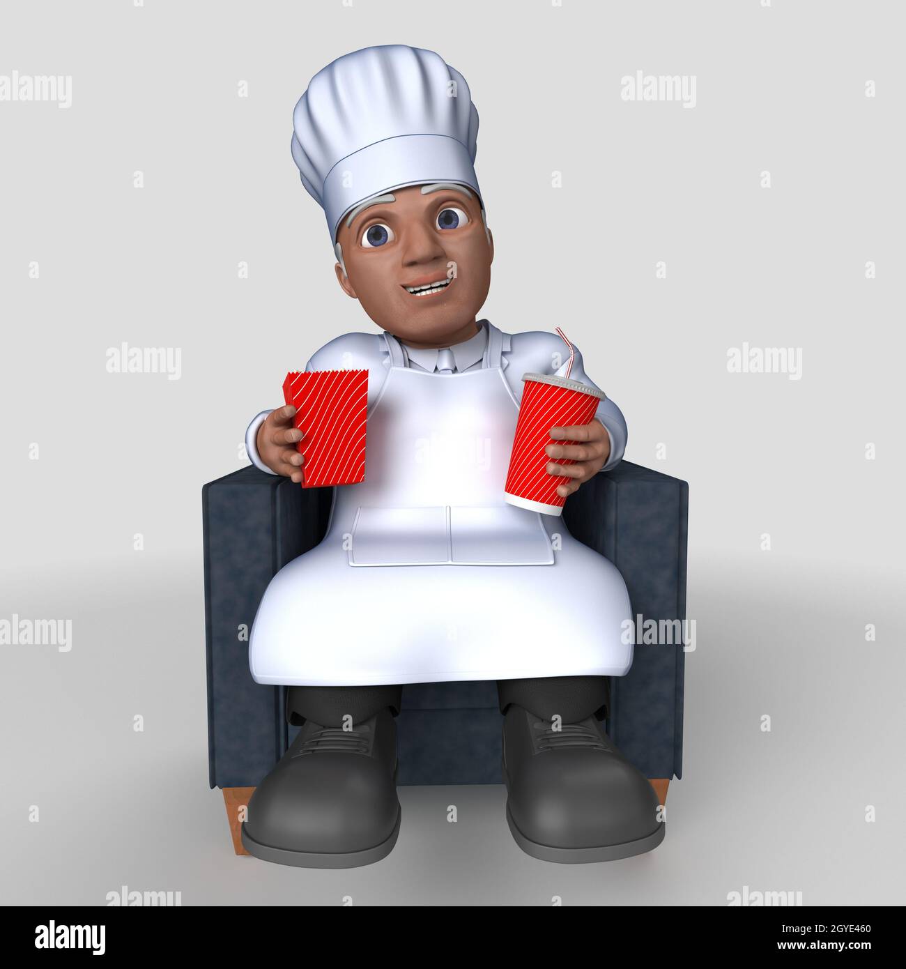 3D Render of Cartoon Baker Character Stock Photo - Alamy