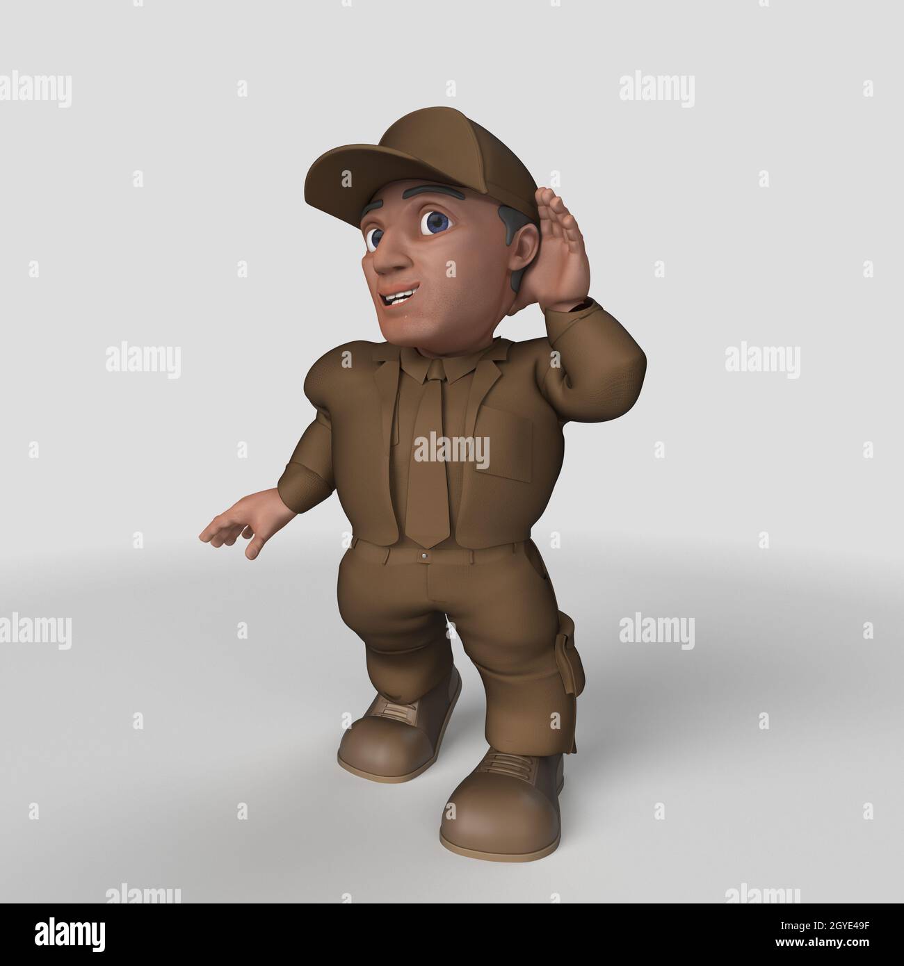 3D Render of Cartoon Delivery Driver Stock Photo - Alamy