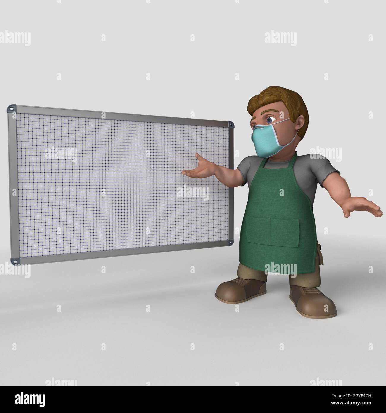 3D Render of Cartoon Shop Keeper Character Stock Photo - Alamy