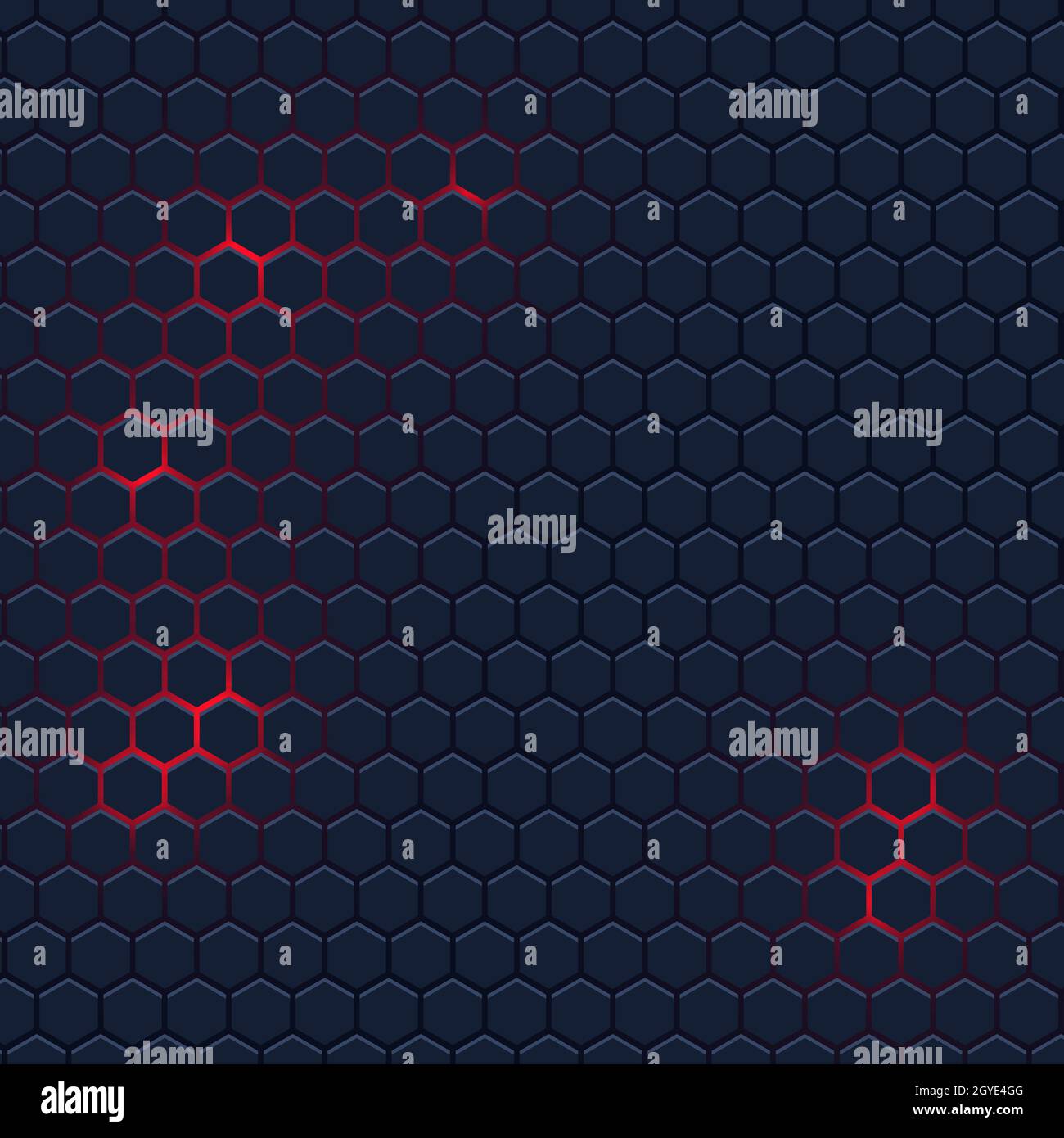 Abstract background with hexagonal pattern and red glow Stock Photo - Alamy