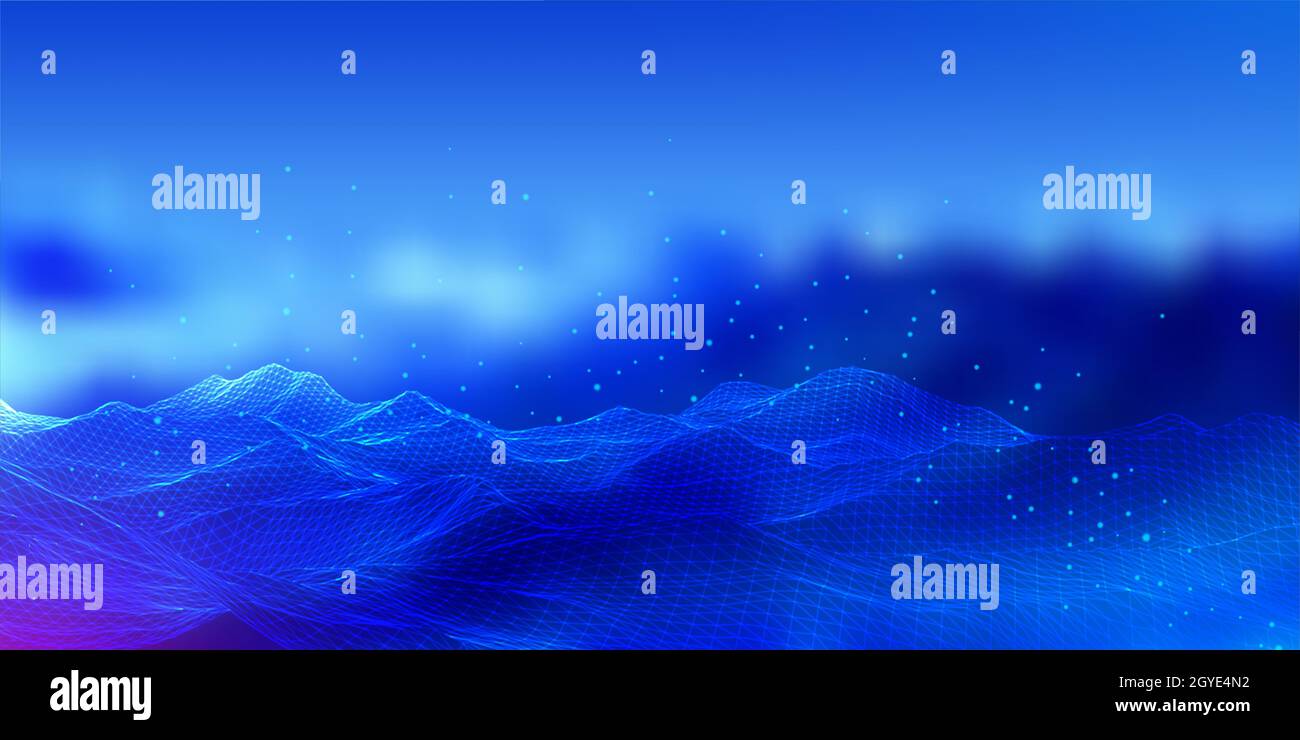 abstract banner with a wireframe landscape design Stock Photo - Alamy