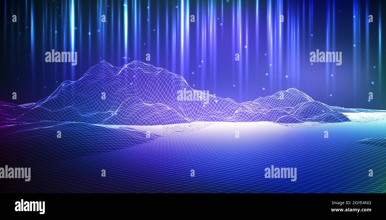 Abstract banner with a modern wireframe landscape design Stock Photo ...