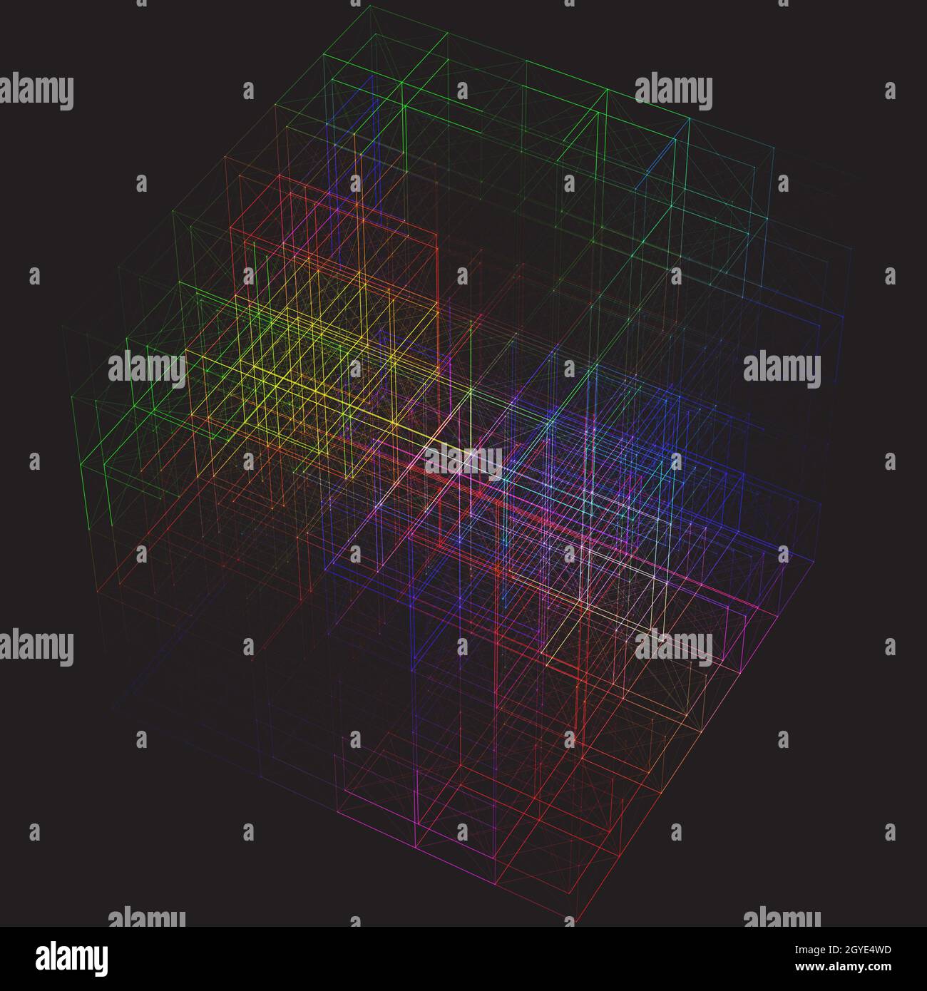 Abstract background with a colourful plexus cube design Stock Photo - Alamy