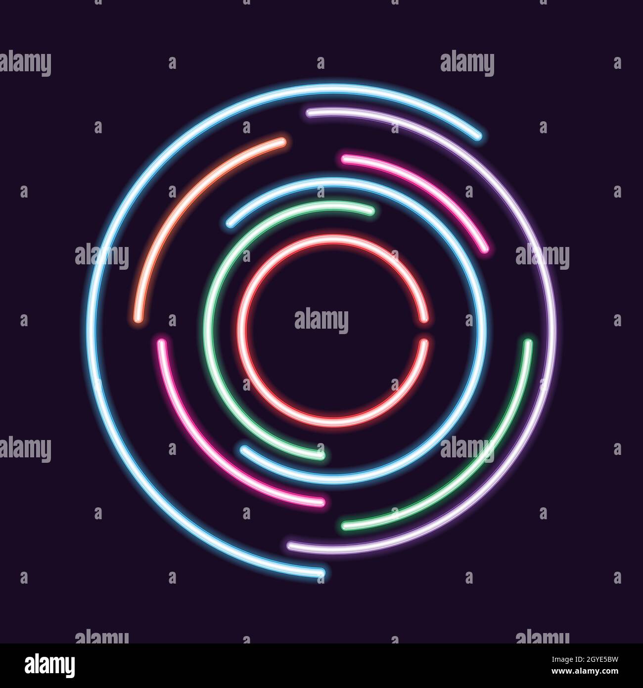 Abstract background with a neon style circle design Stock Photo - Alamy