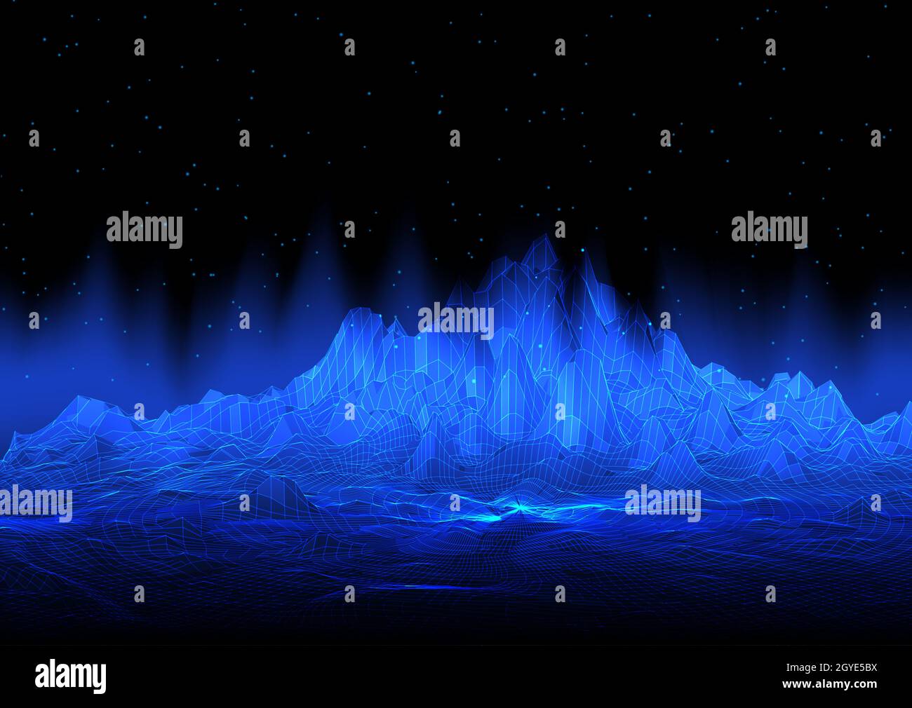 abstract modern tech background with a wireframe landscape design Stock ...