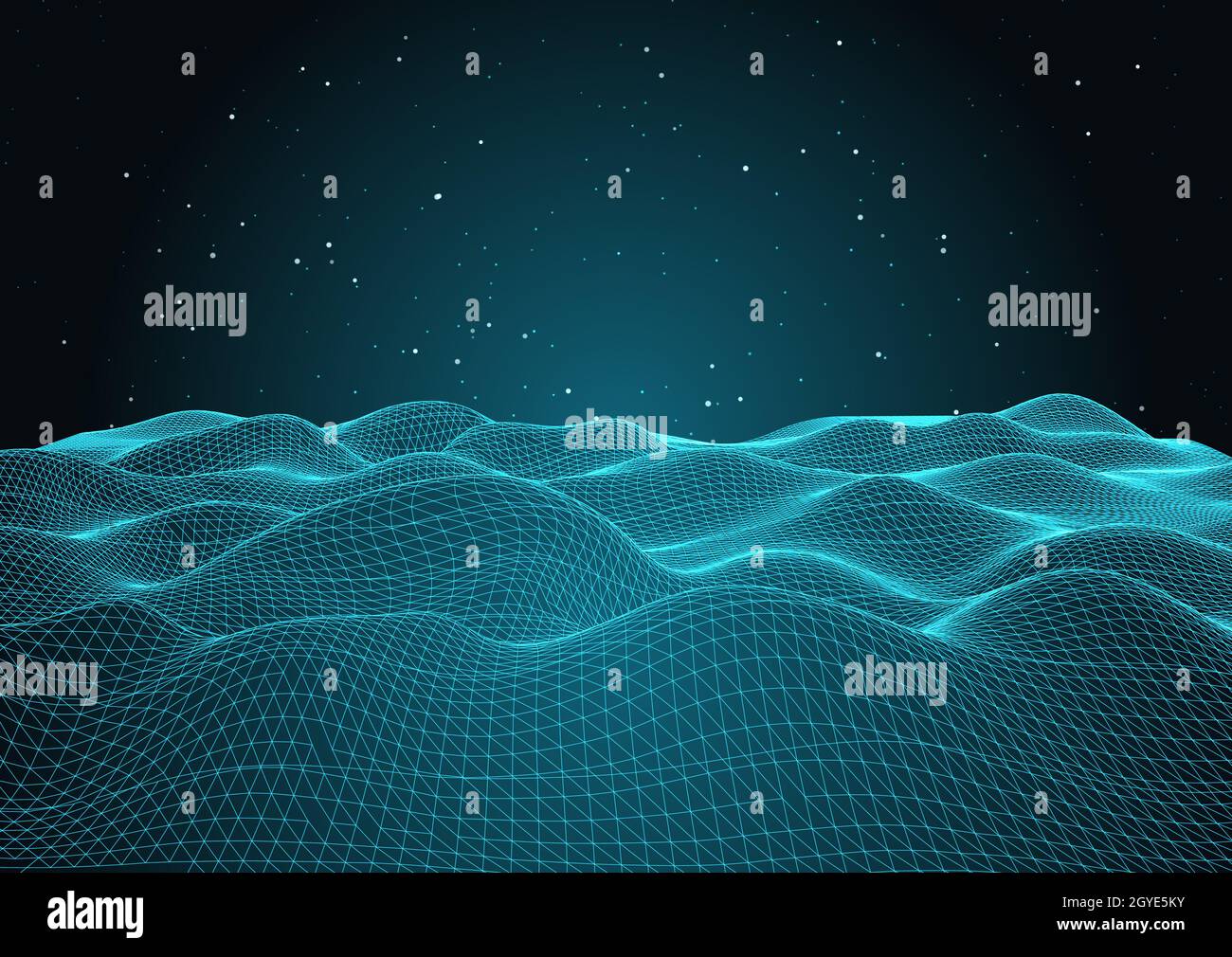 Abstract techno landscape of a flowing low poly design Stock Photo - Alamy