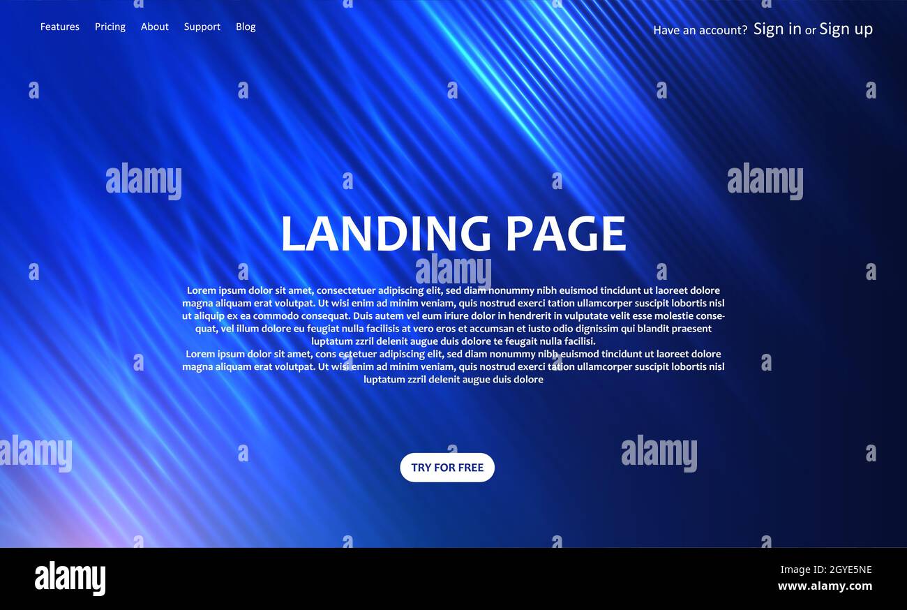 Website landing page template with an abstract blur design Stock Photo ...