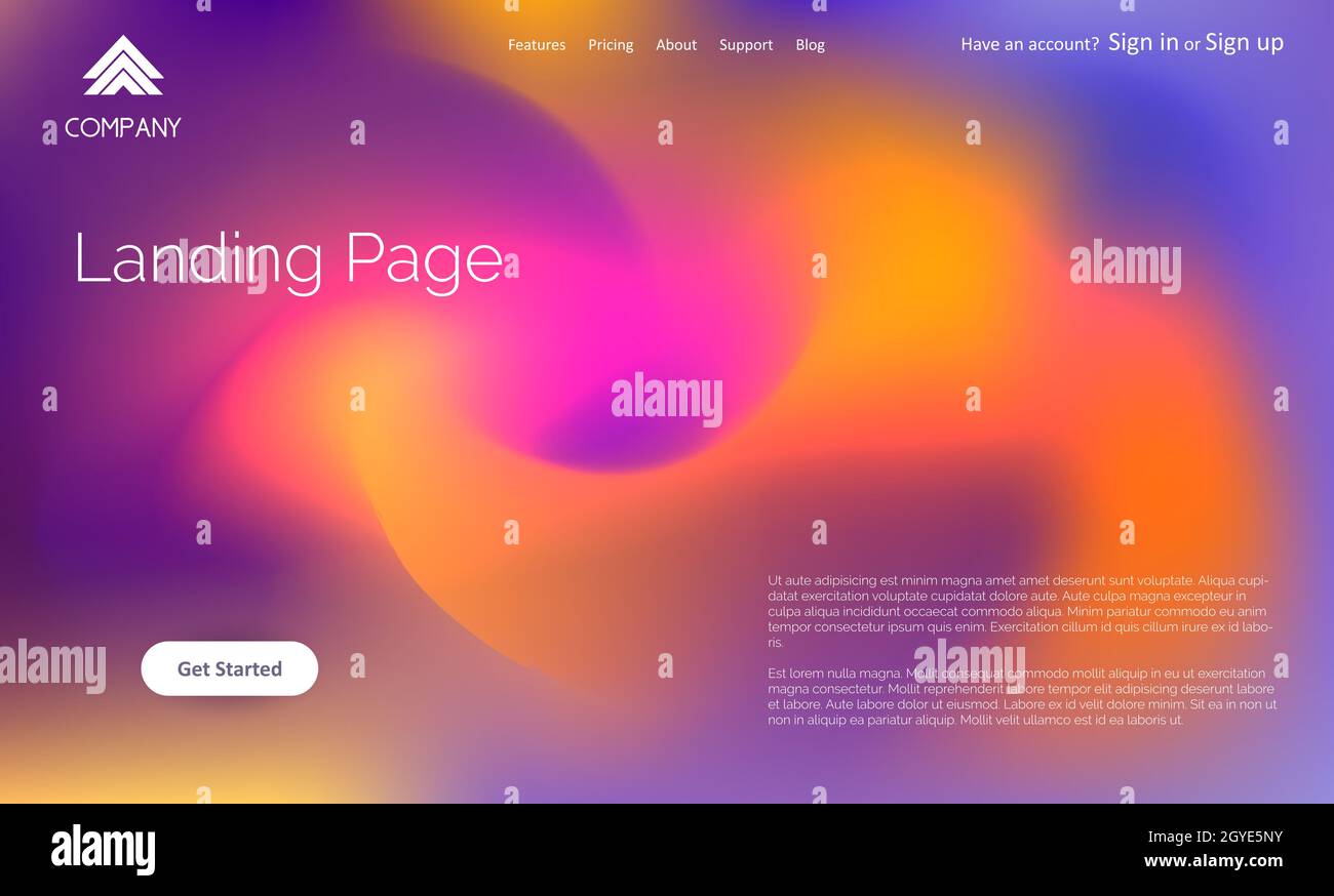Website landing page template with an abstract blur design Stock Photo ...