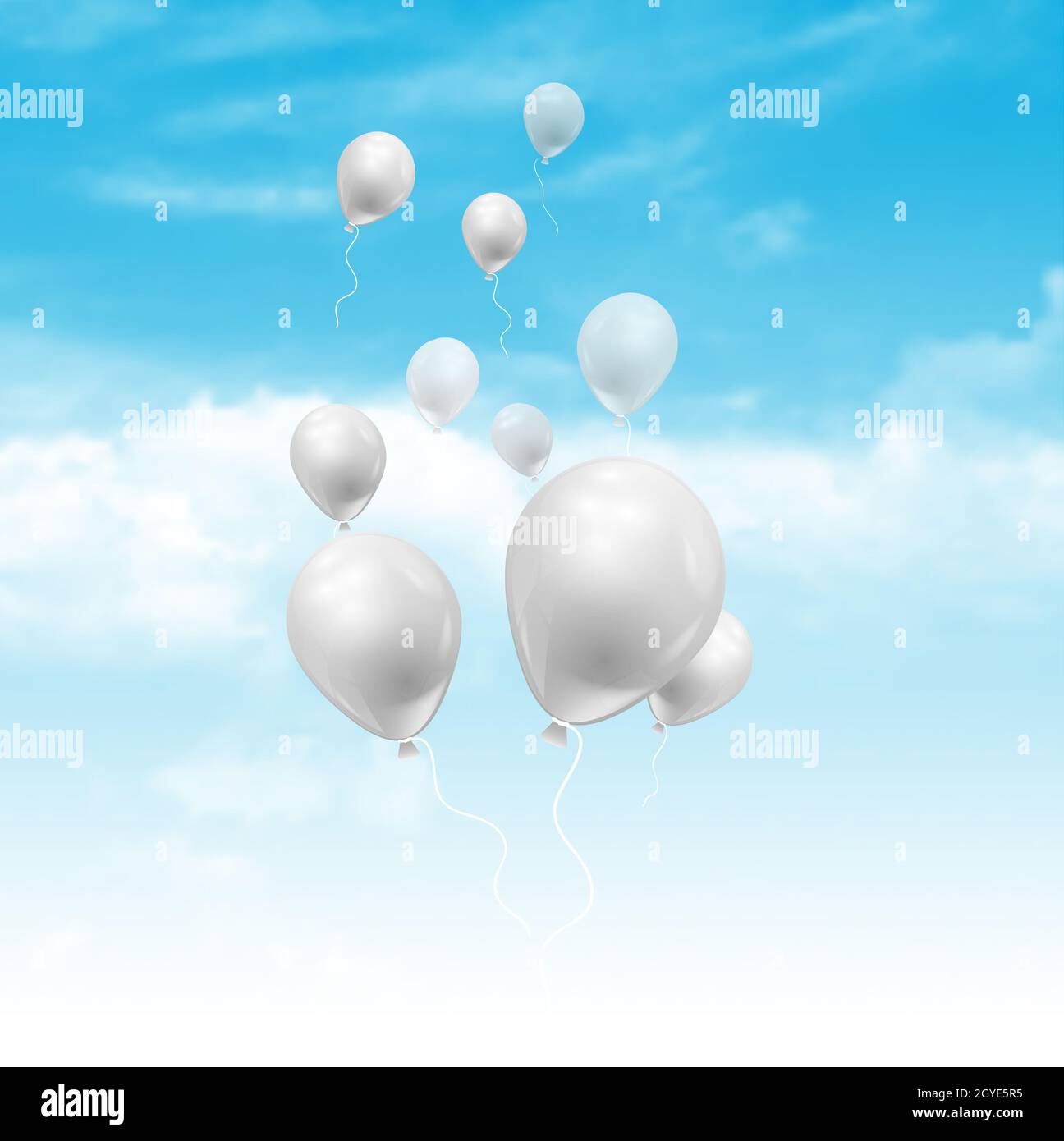 Fluffy clouds with balloons vector hi-res stock photography and images ...