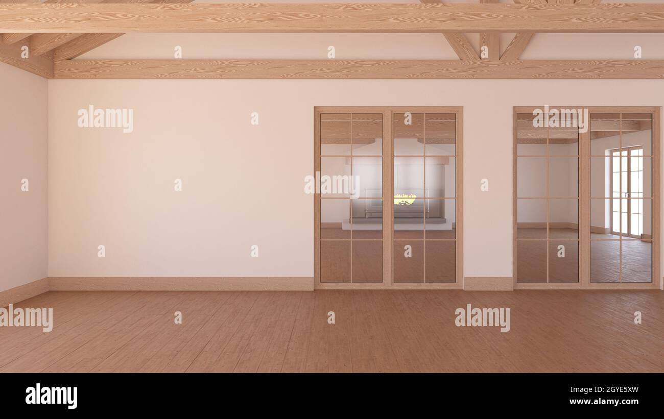 Render of 3D Contemporary Empty Room Stock Photo - Alamy