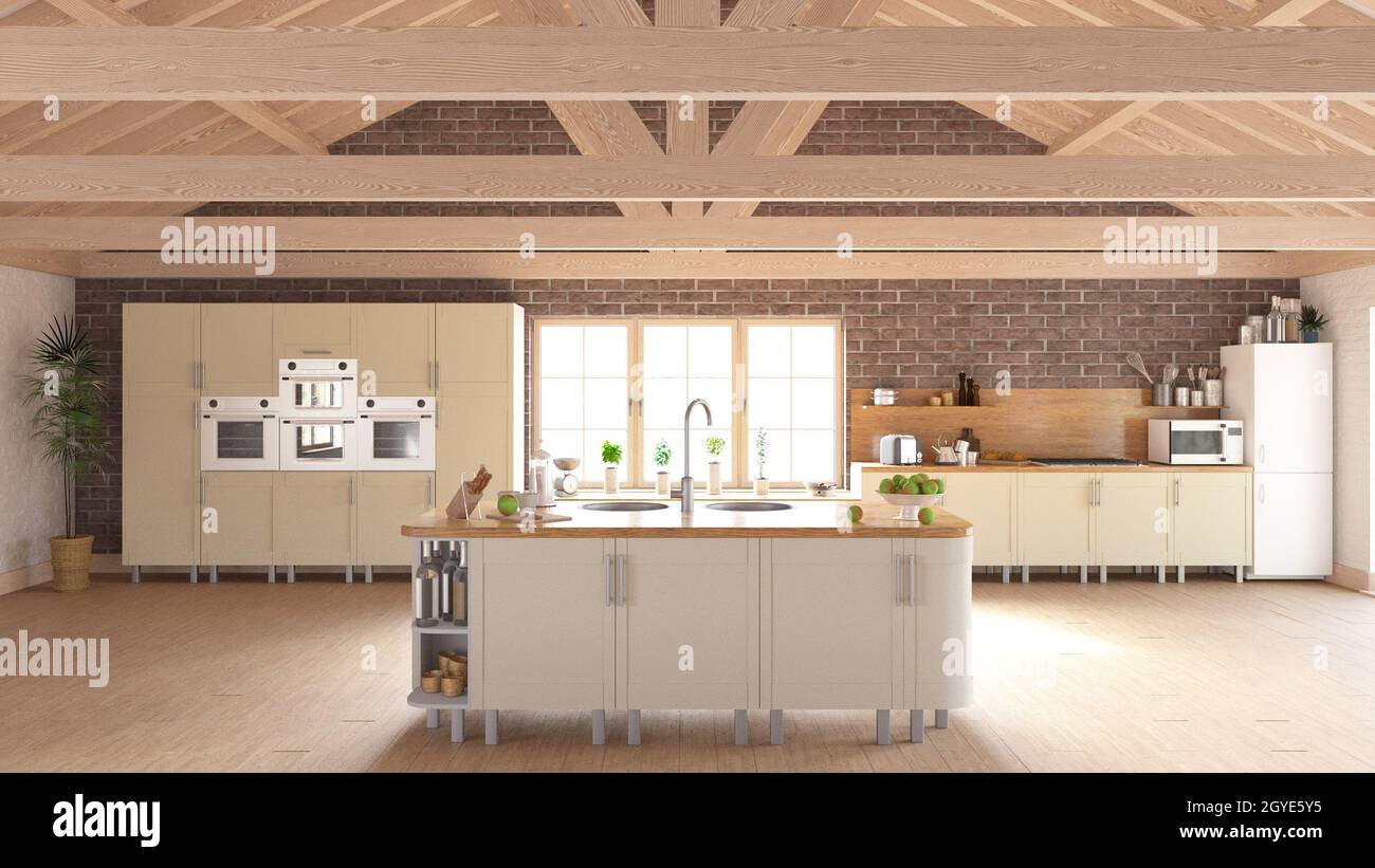 3D render of a contemporary kitchen interior Stock Photo - Alamy