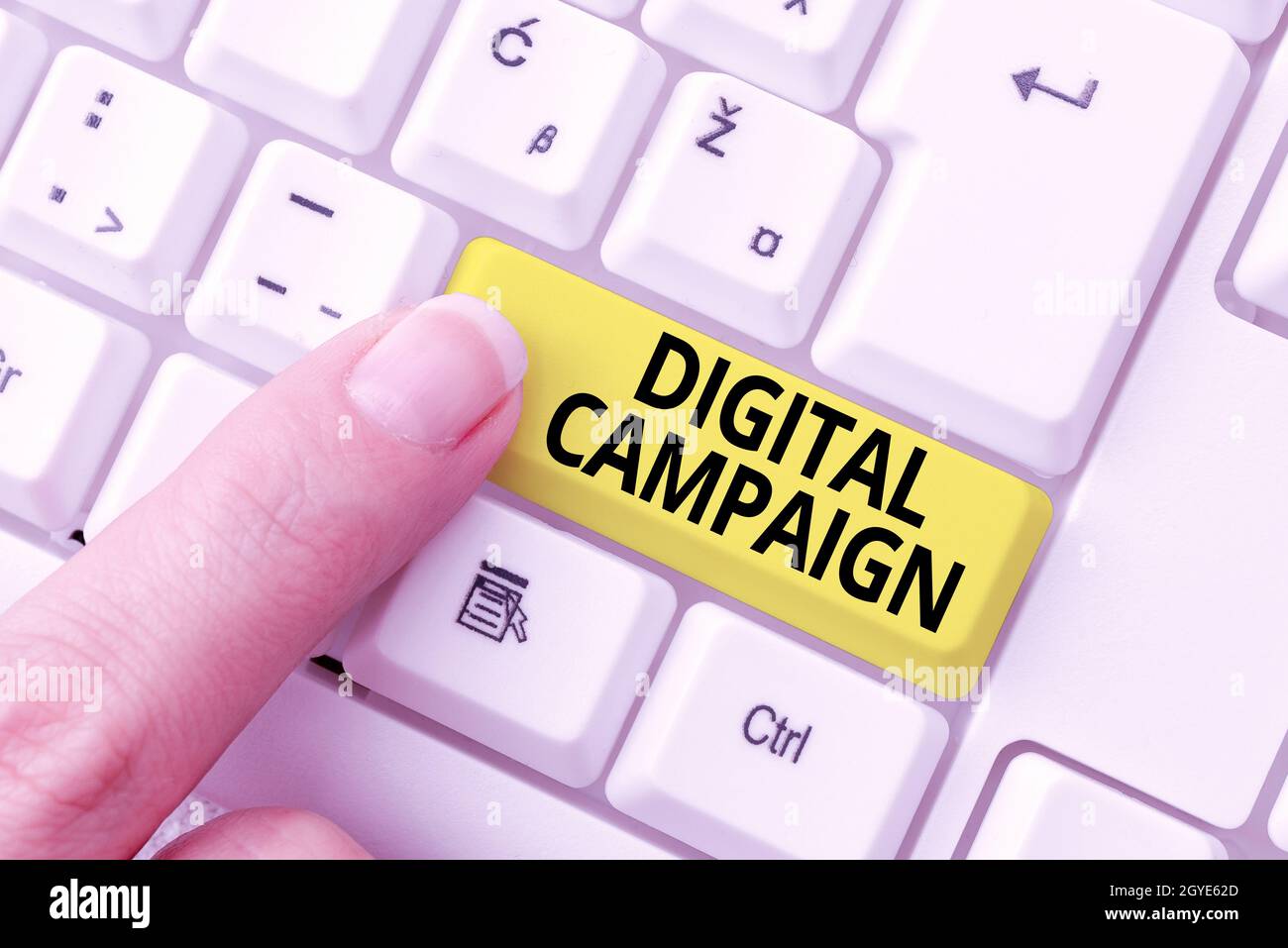Sign displaying Digital Campaign, Concept meaning effort put forward by ...