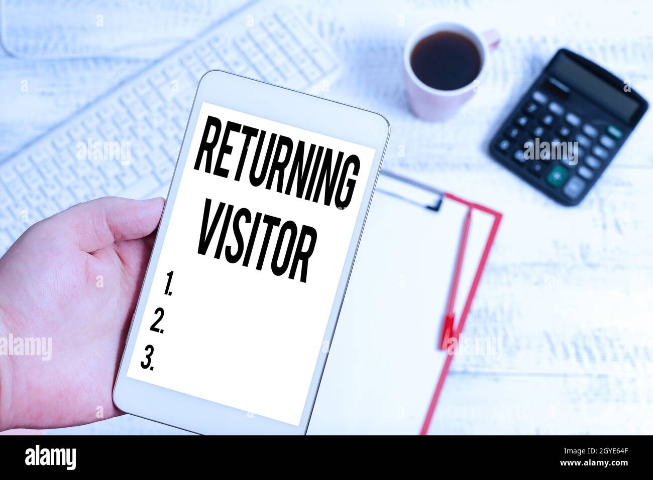 Conceptual display Returning Visitor, Business idea when someone ...