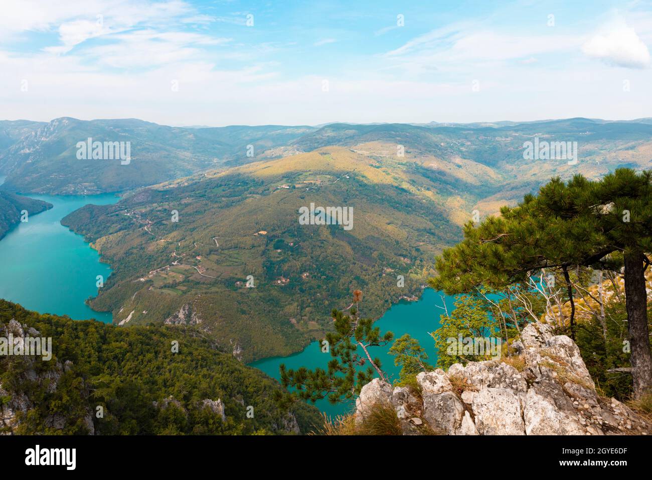Tara National Park, Serbia. Viewpoint Banjska Stena. View at Drina ...