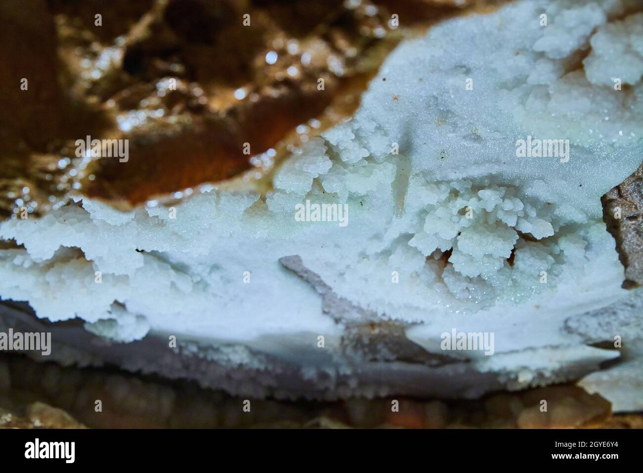 Cave ceiling with macro of white crystals Stock Photo - Alamy