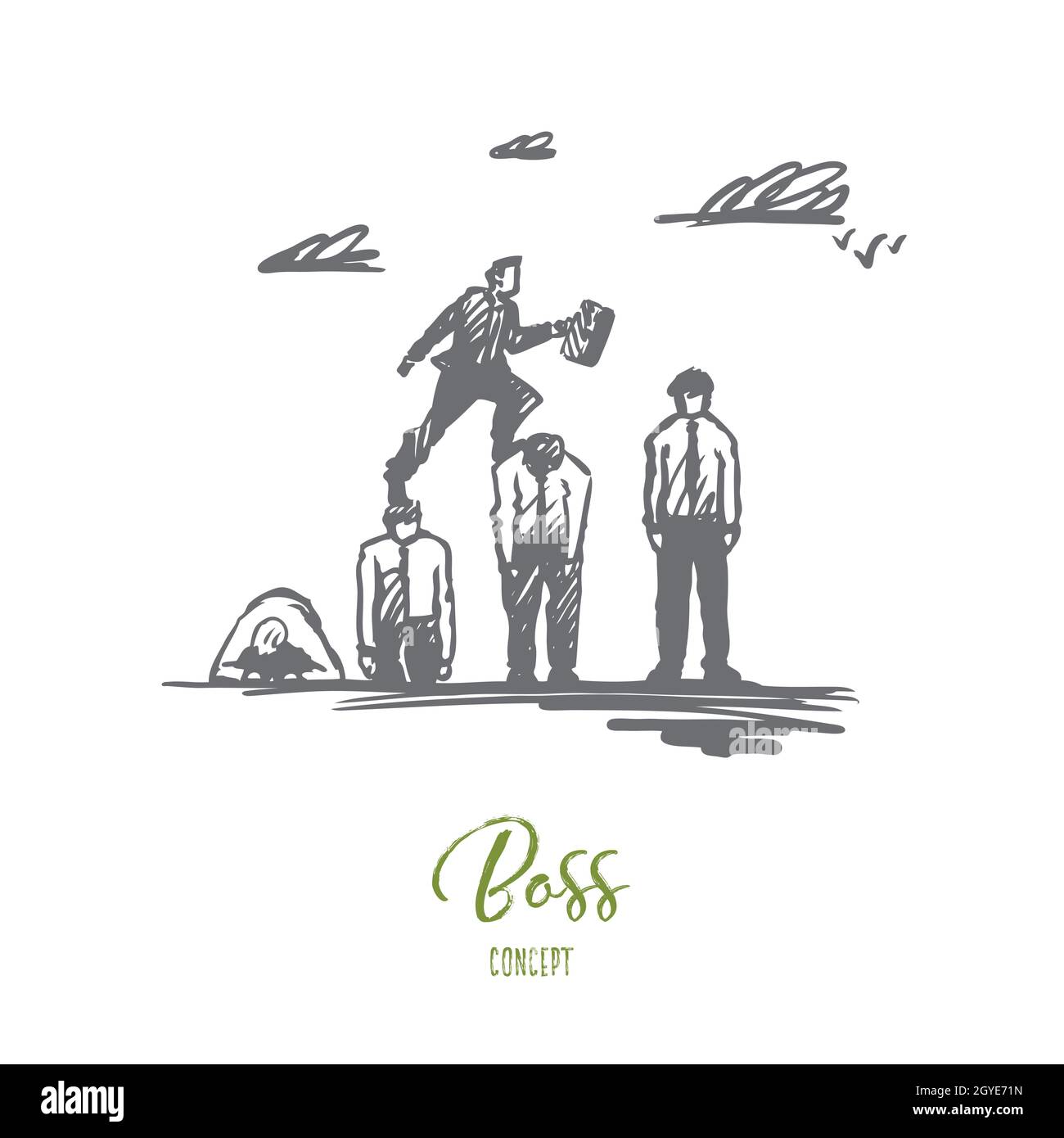 Boss, businessman, career, advantage concept. Hand drawn leader ...