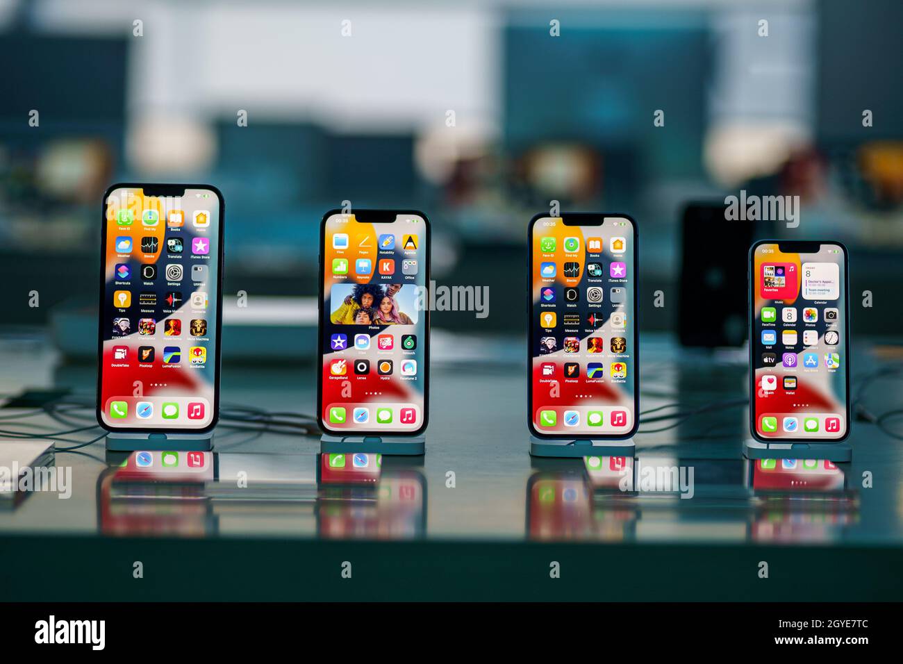 New Apple Iphone 13 smartphone on sale in apple shop. Iphone pro max 13 ...