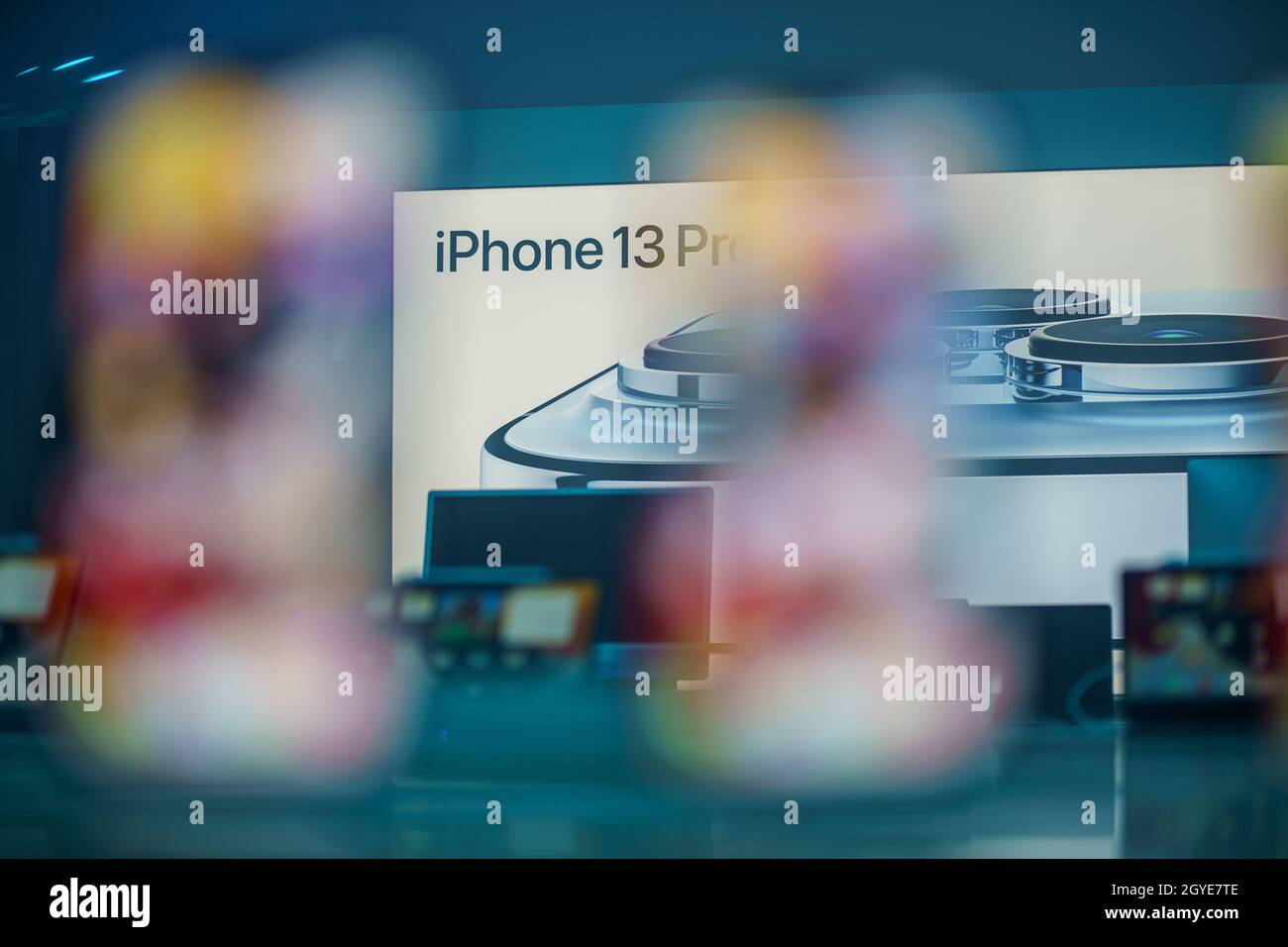 New Apple Iphone 13 smartphone on sale in apple shop. Iphone pro max 13 ...